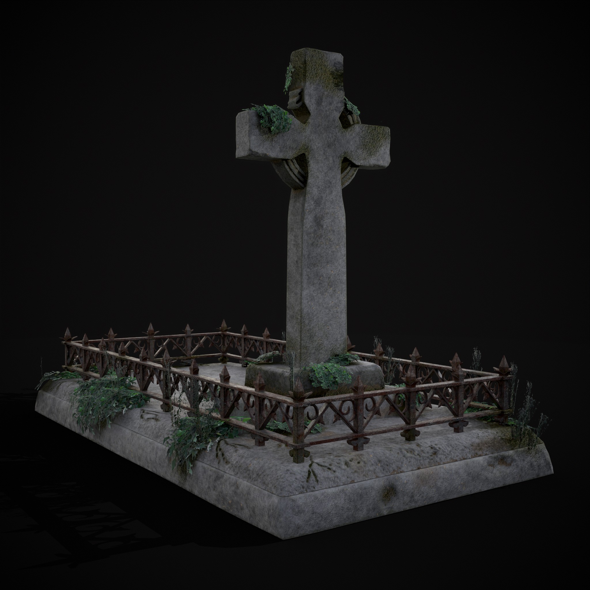 Moss Stone Surface Burial Vault - 3D Model by Get Dead Entertainment