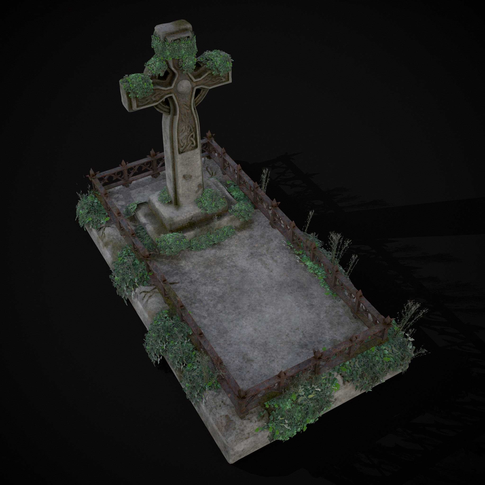 Moss Stone Surface Burial Vault - 3D Model by Get Dead Entertainment