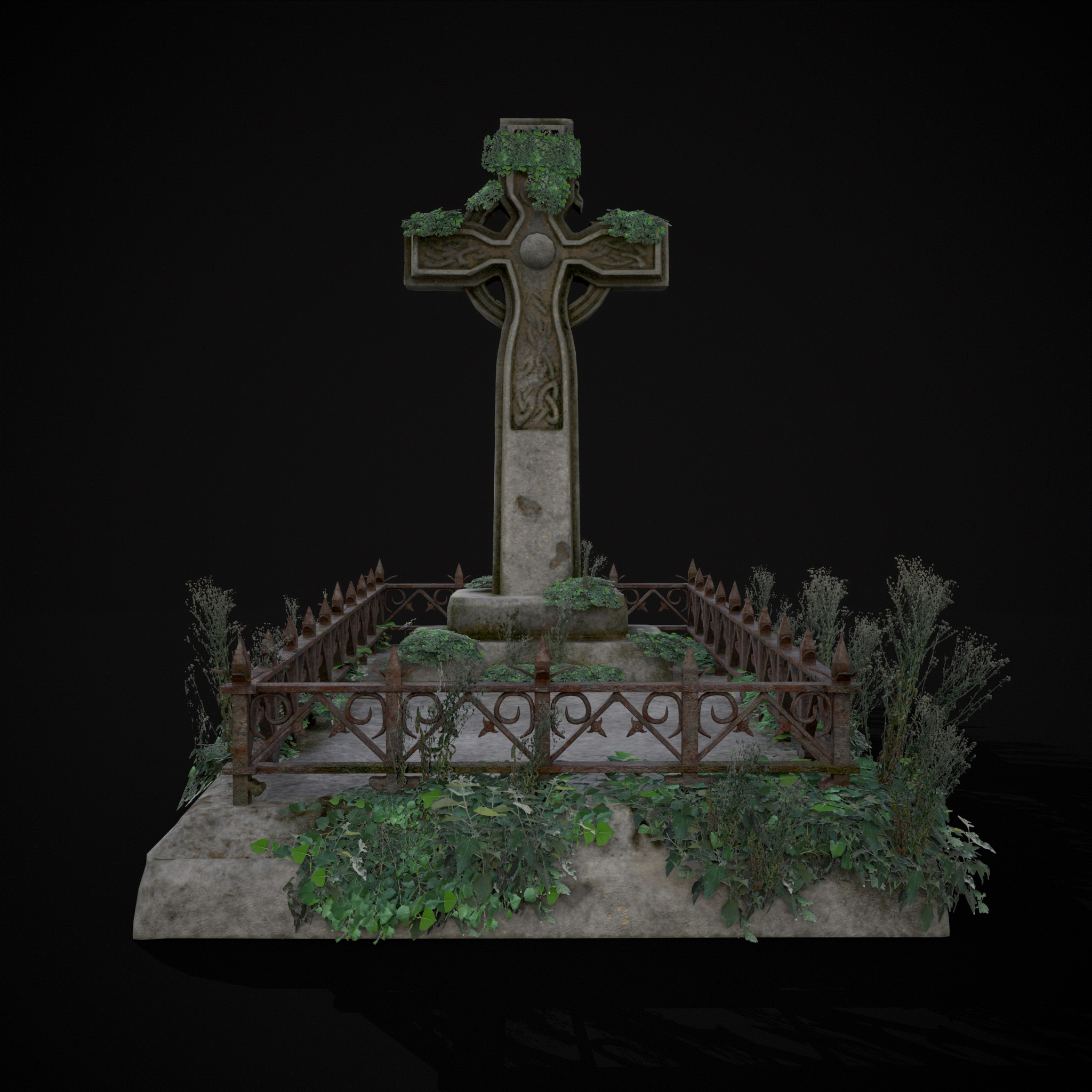 Moss Stone Surface Burial Vault - 3D Model by Get Dead Entertainment