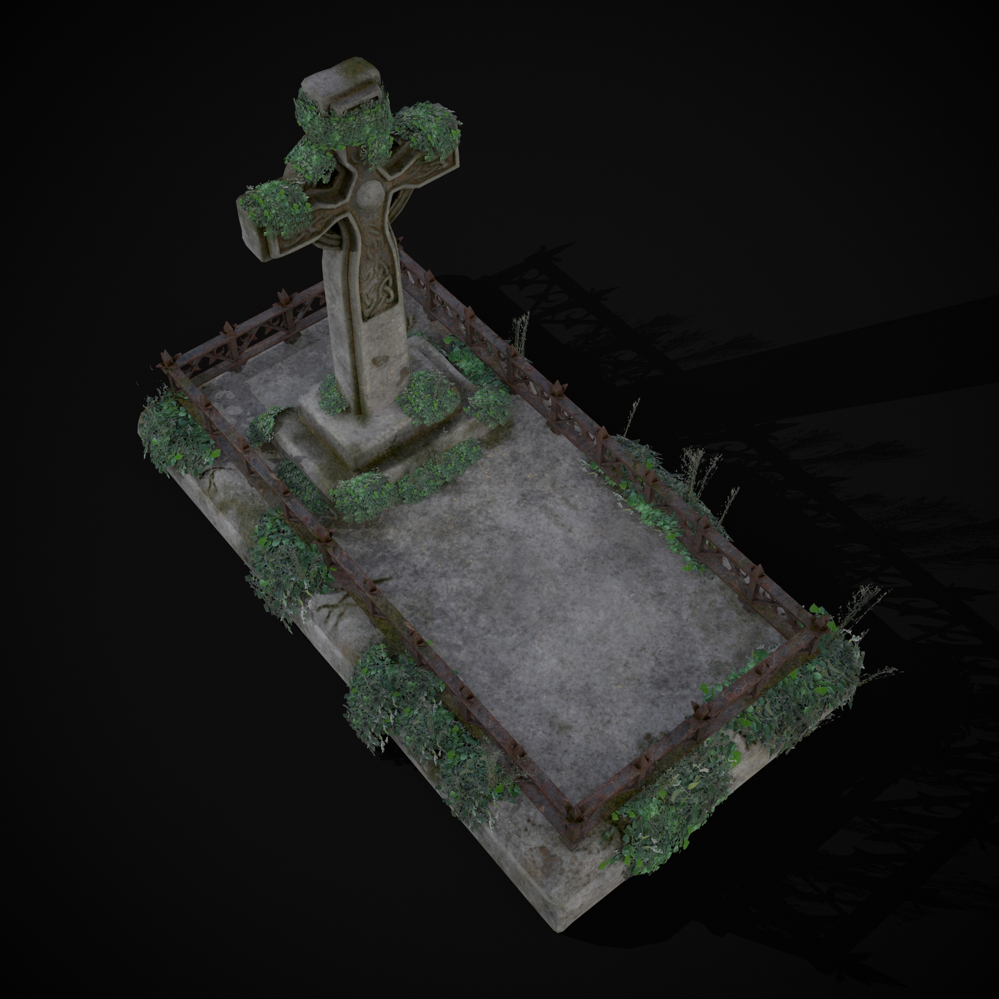 Moss Stone Surface Burial Vault - 3D Model by Get Dead Entertainment