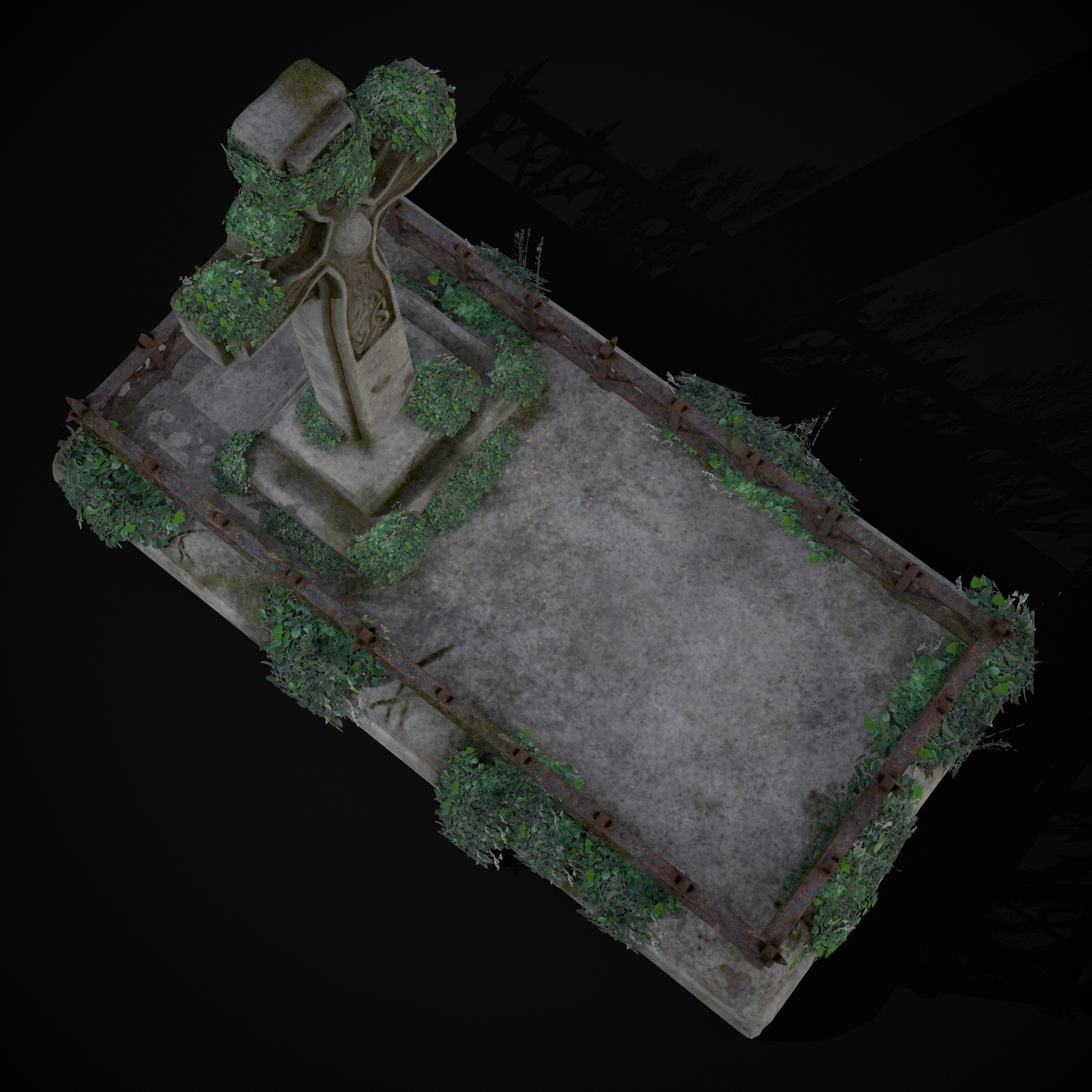 Moss Stone Surface Burial Vault - 3D Model by Get Dead Entertainment