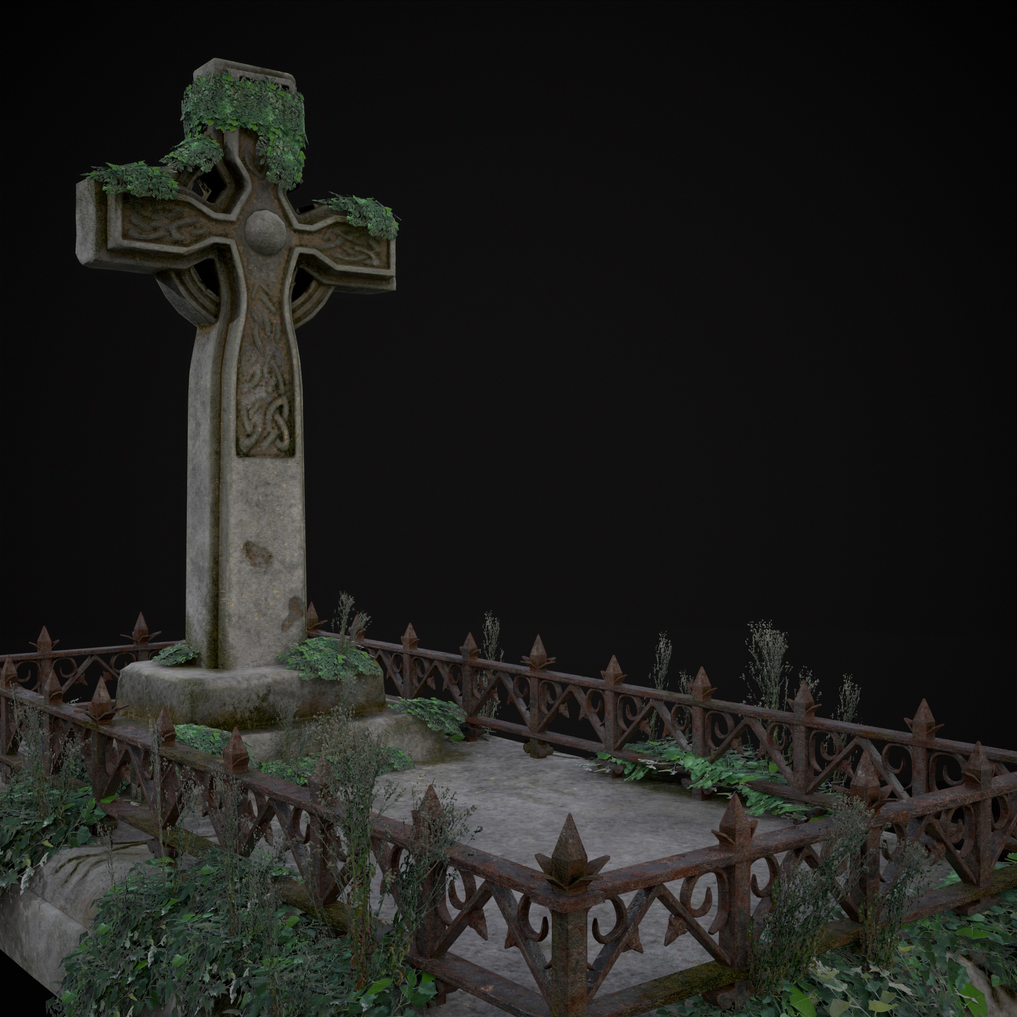 Moss Stone Surface Burial Vault - 3D Model by Get Dead Entertainment