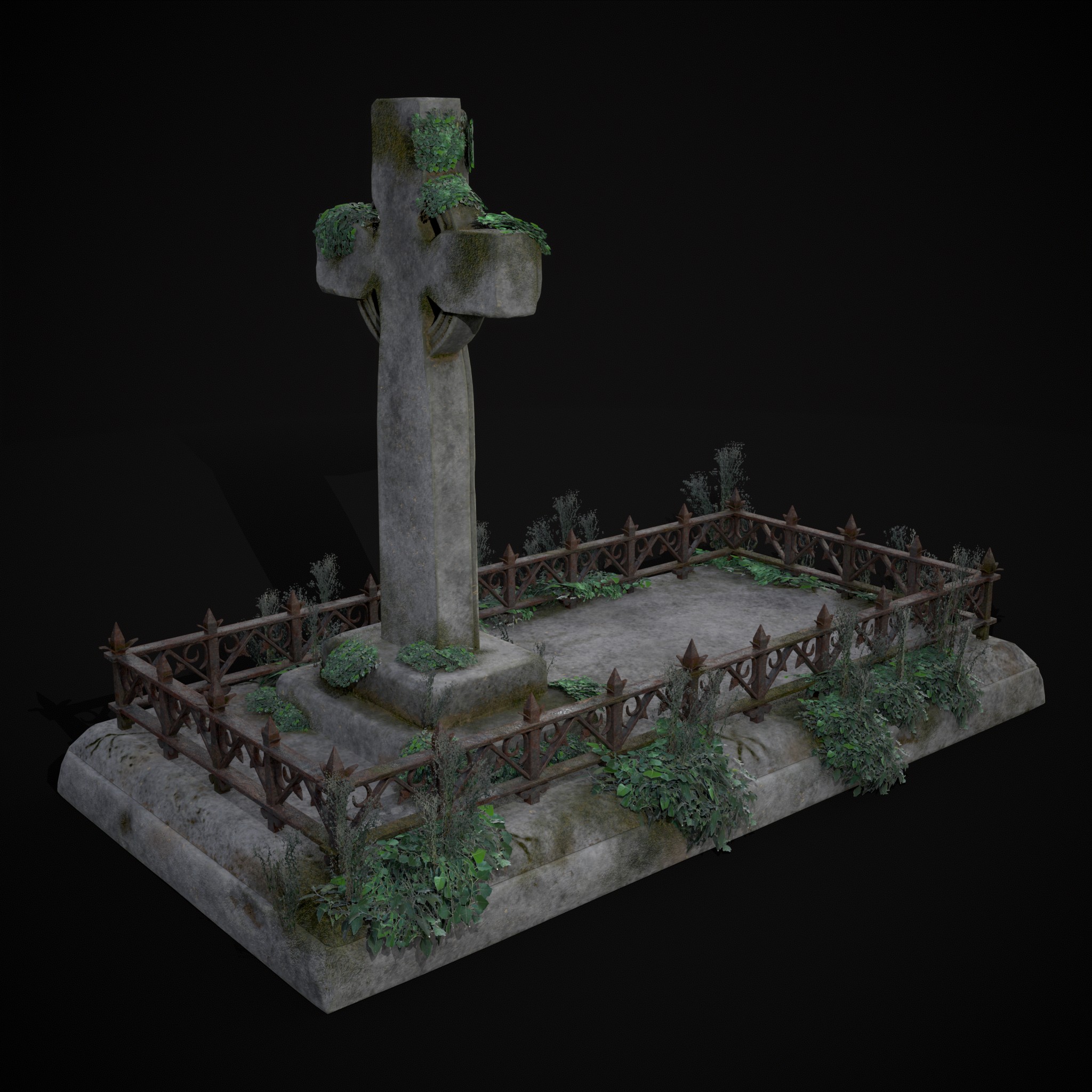 Moss Stone Surface Burial Vault - 3D Model by Get Dead Entertainment