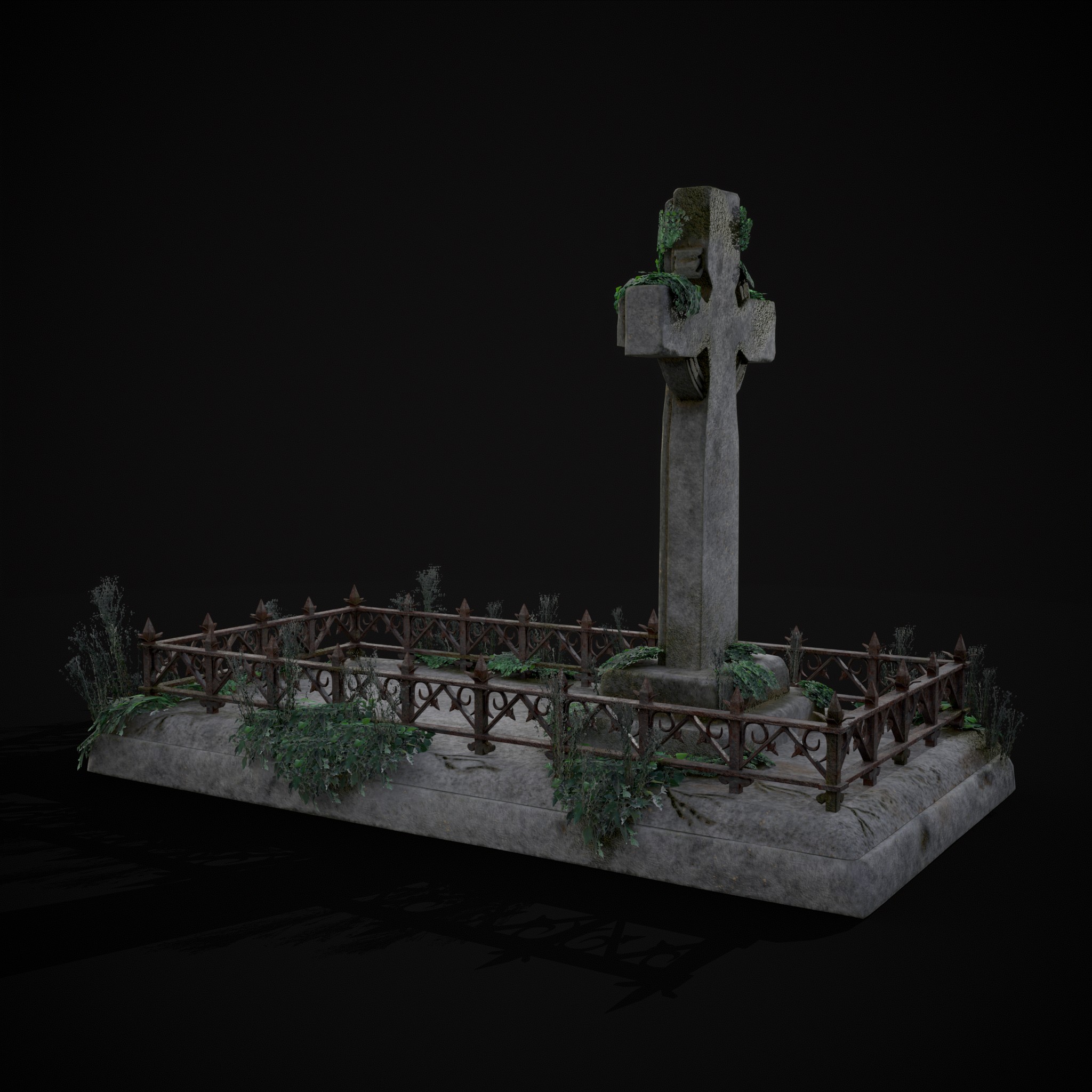 Moss Stone Surface Burial Vault - 3D Model by Get Dead Entertainment