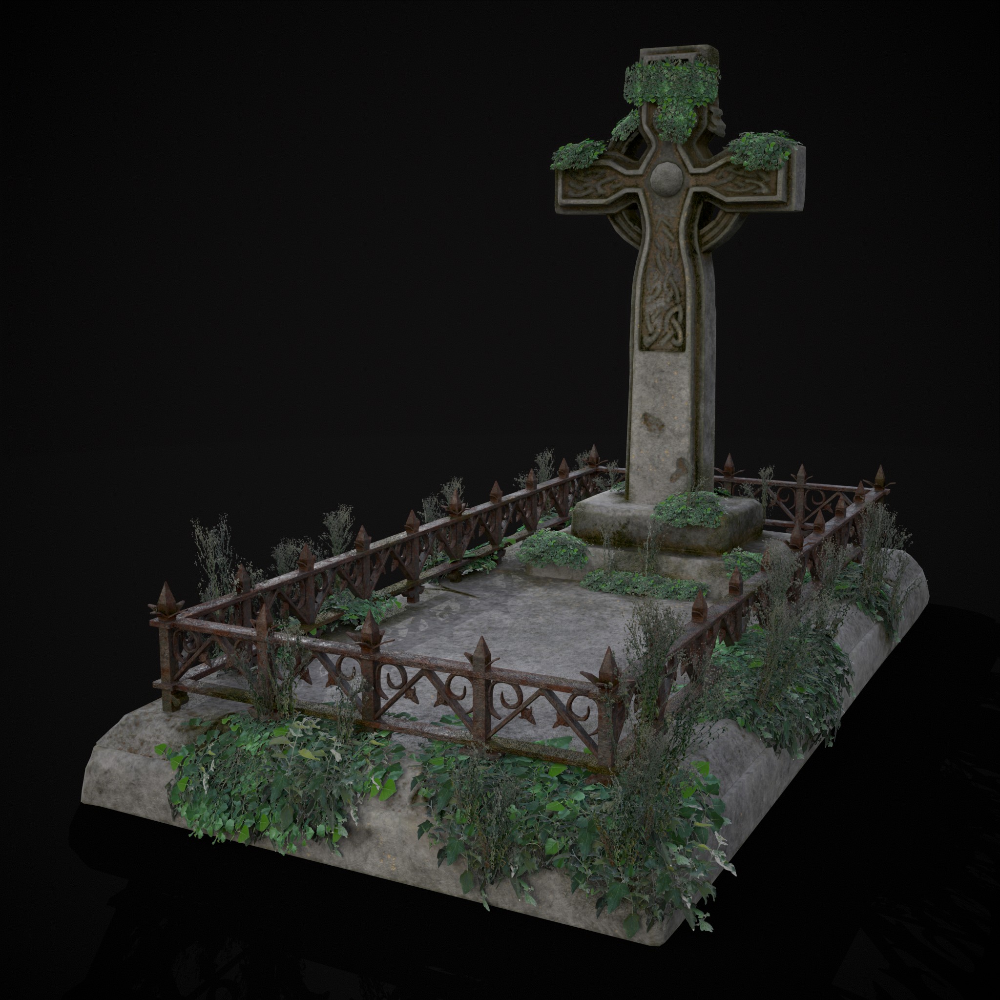 Moss Stone Surface Burial Vault - 3D Model by Get Dead Entertainment