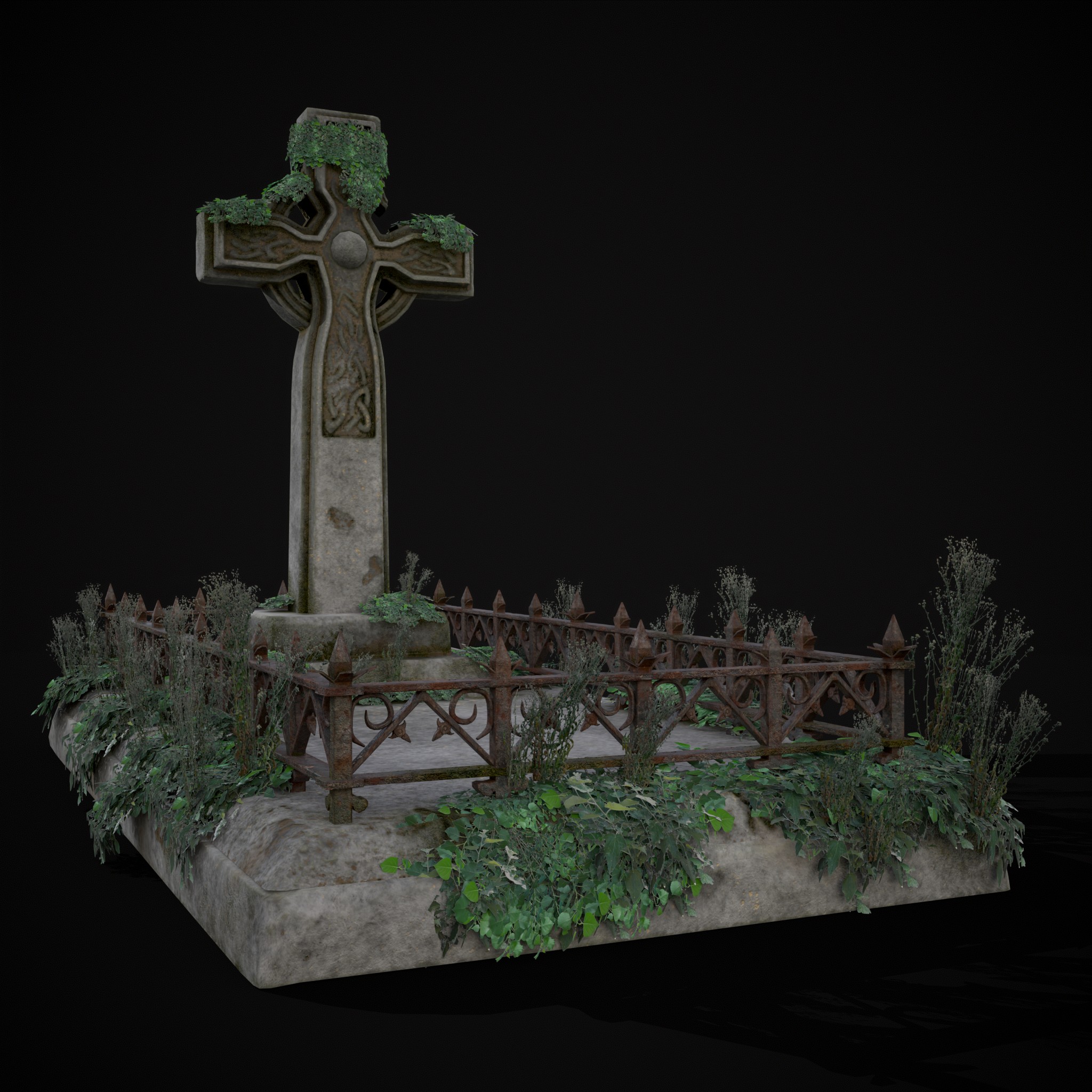Moss Stone Surface Burial Vault - 3D Model by Get Dead Entertainment