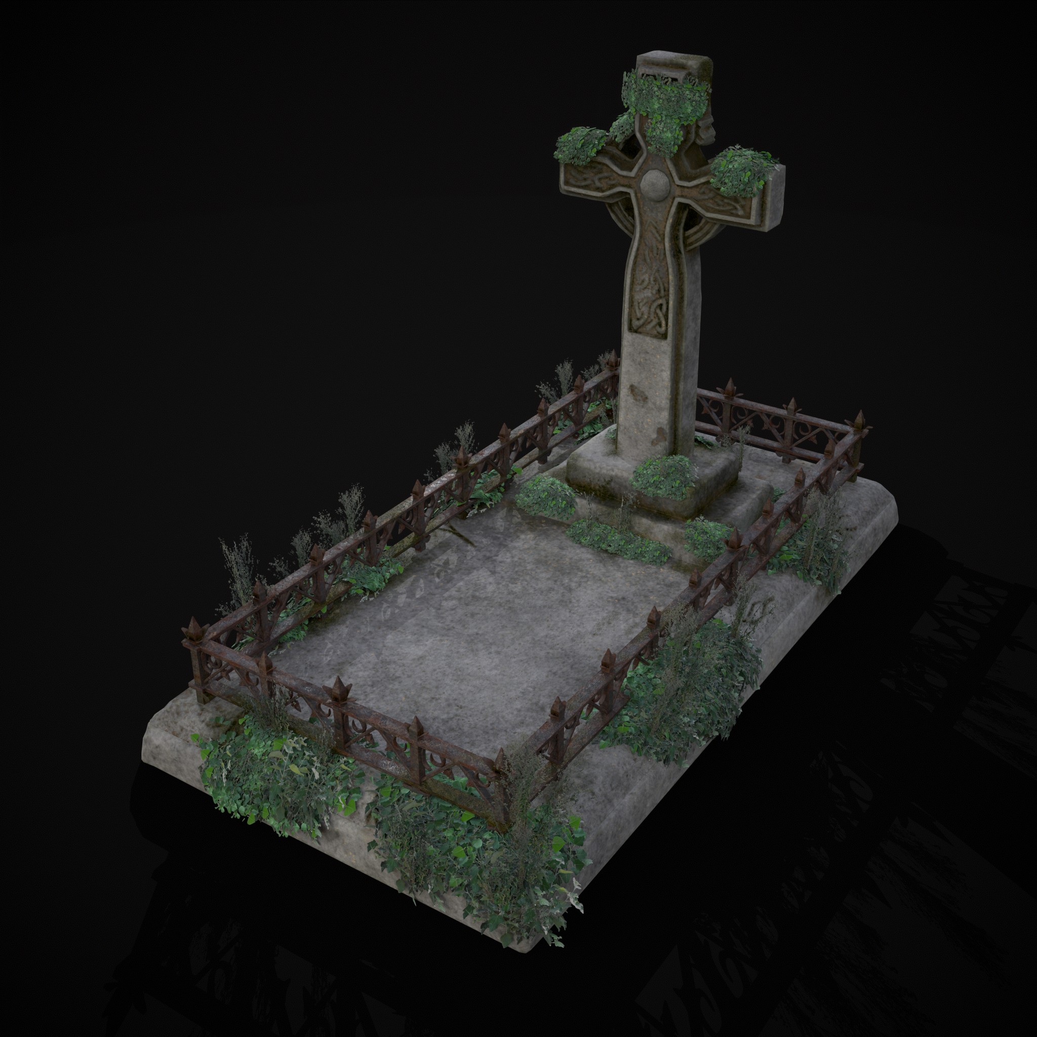Moss Stone Surface Burial Vault - 3D Model by Get Dead Entertainment