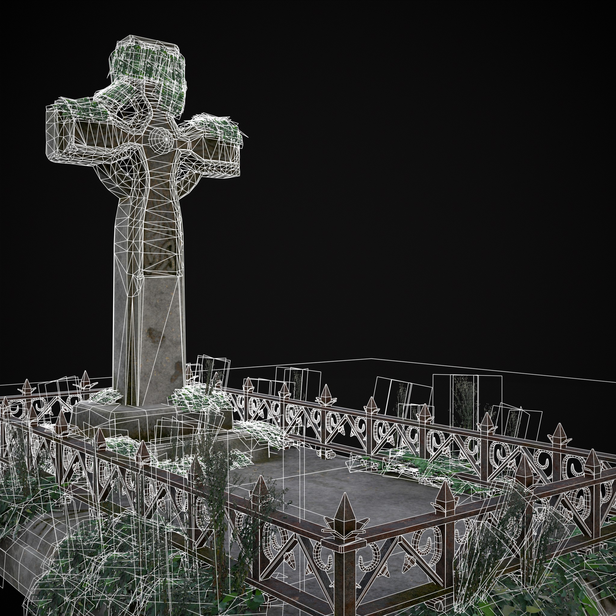 Moss Stone Surface Burial Vault - 3D Model by Get Dead Entertainment
