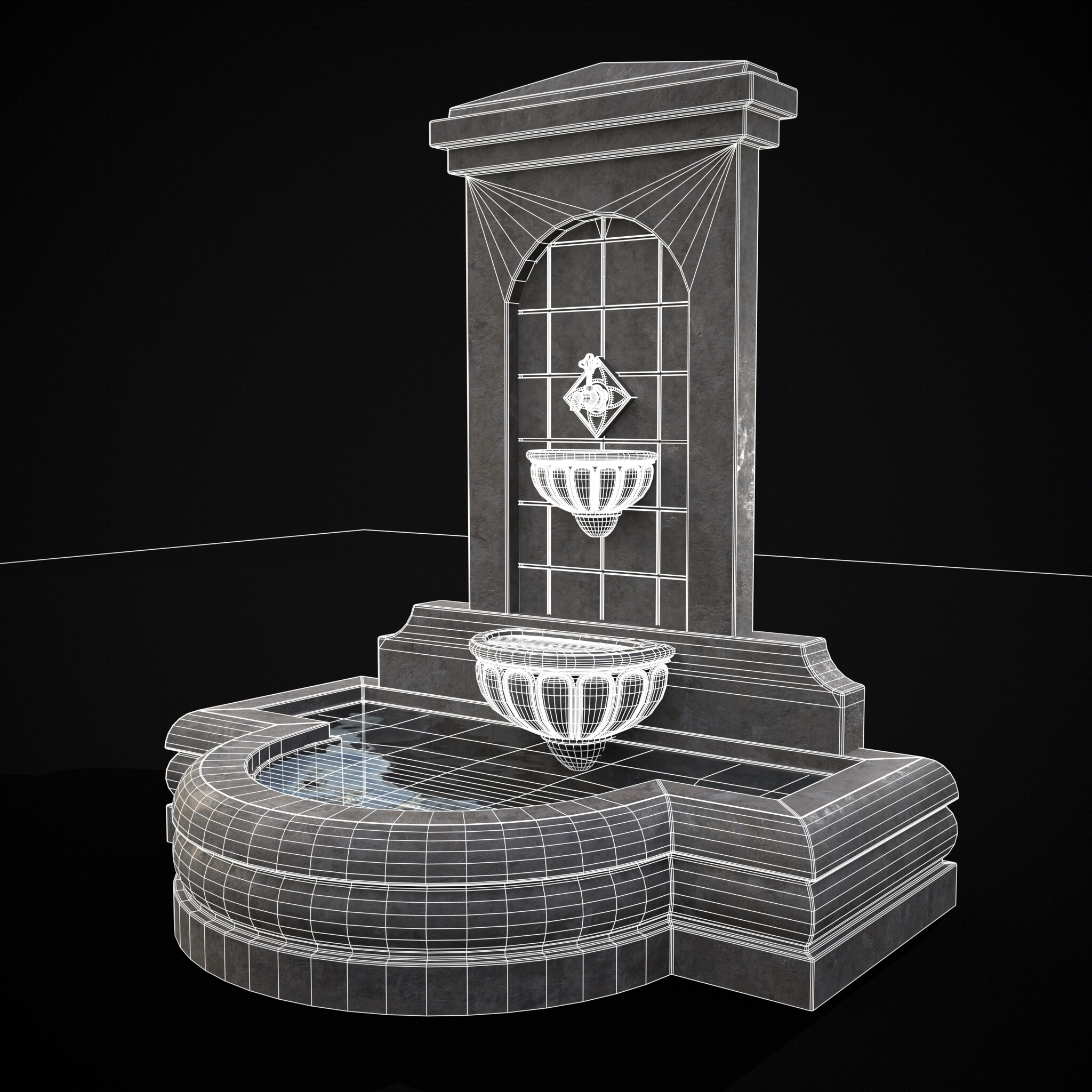Multi Level Wall Fountain - 3D Model by Get Dead Entertainment