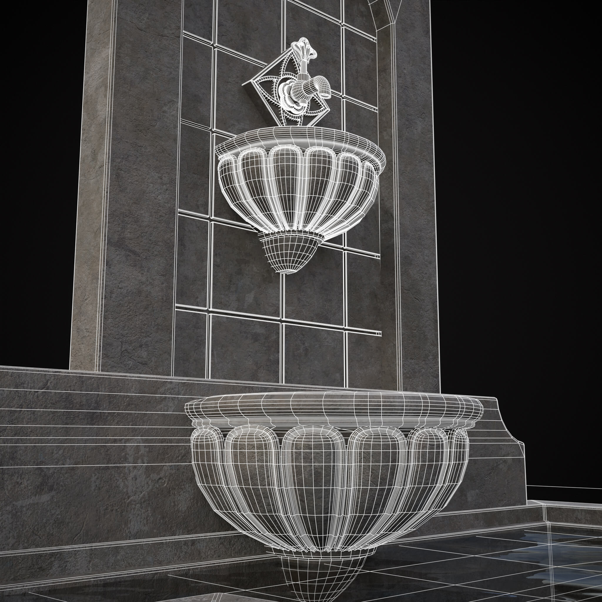 Multi Level Wall Fountain - 3D Model by Get Dead Entertainment