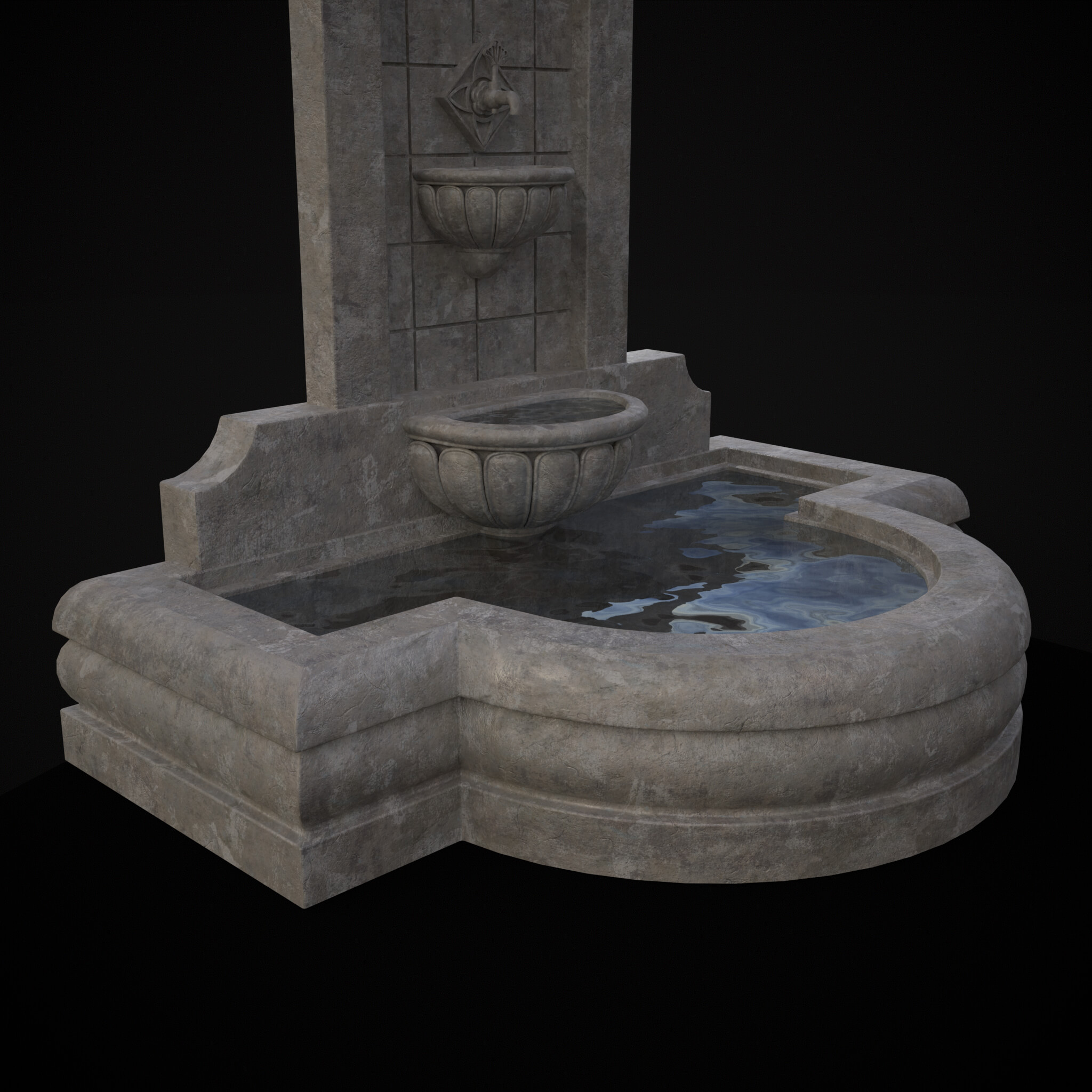 Multi Level Wall Fountain - 3D Model by Get Dead Entertainment