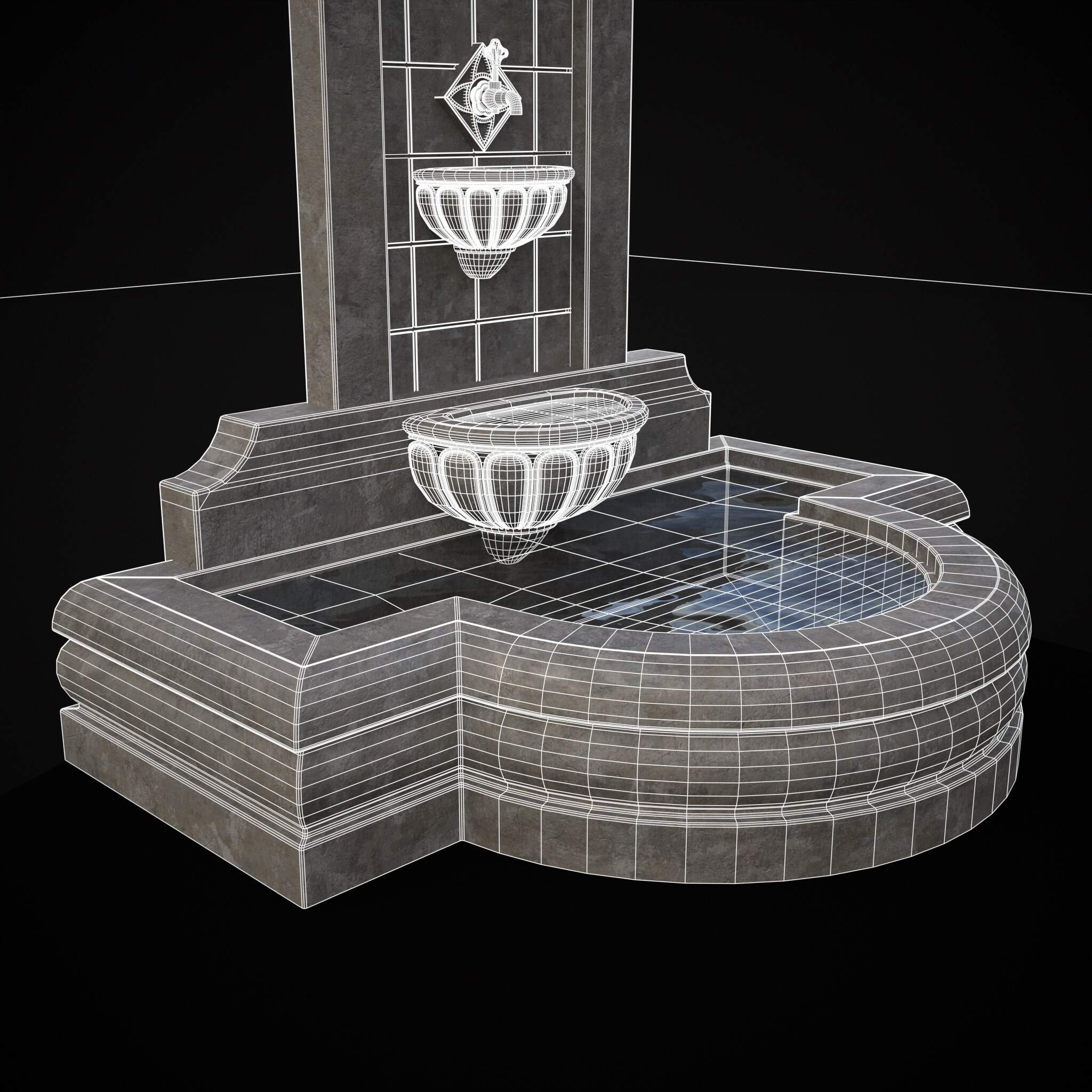 Multi Level Wall Fountain - 3D Model by Get Dead Entertainment