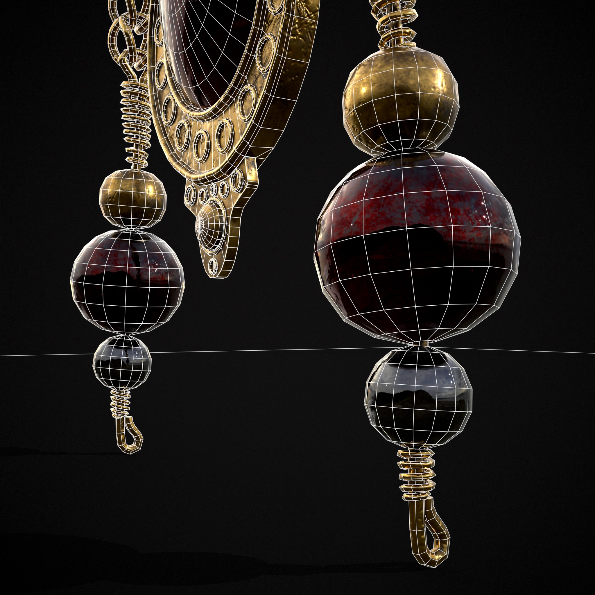 Ornate Gold Ruby Chandelier Earring - 3D Model by Get Dead Entertainment