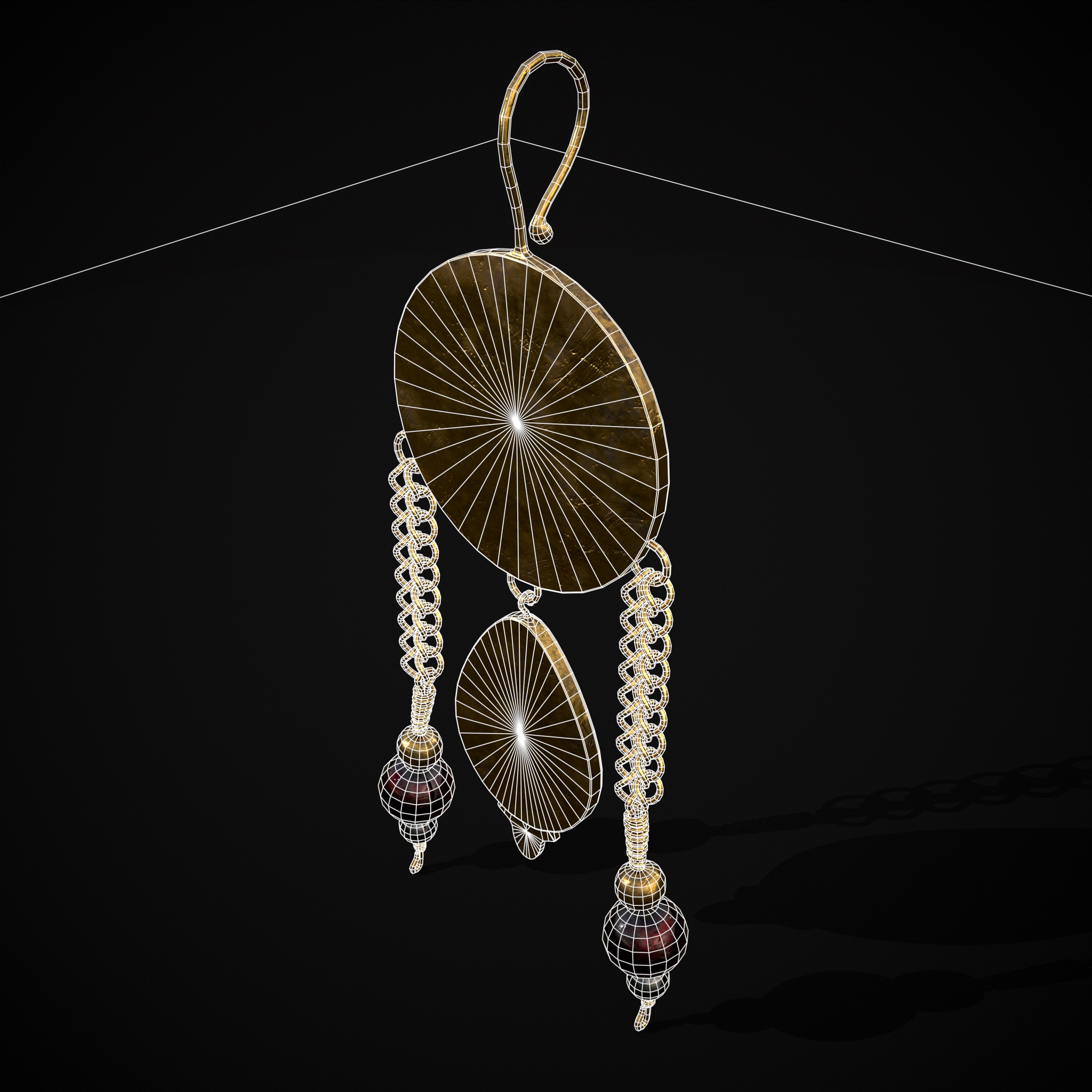 Ornate Gold Ruby Chandelier Earring - 3D Model by Get Dead Entertainment