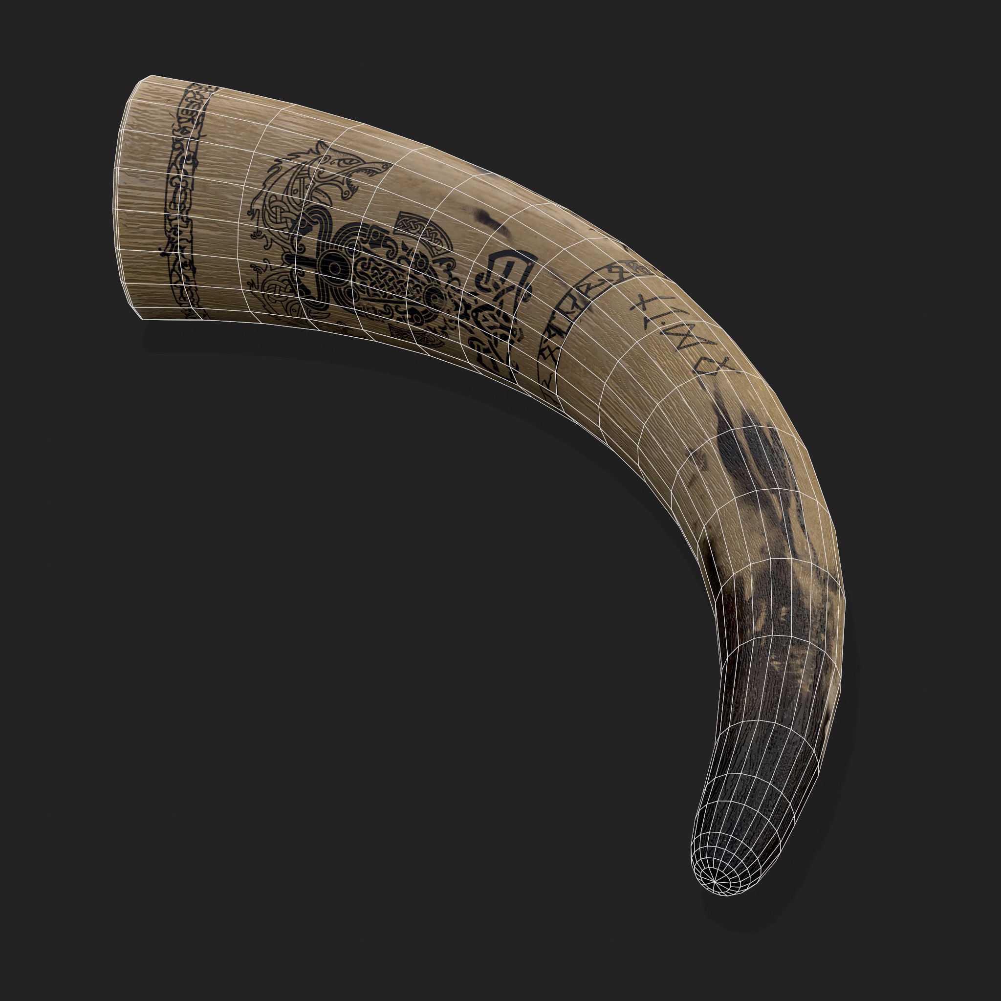Ornate Viking Ox Horn - 3D Model by Get Dead Entertainment