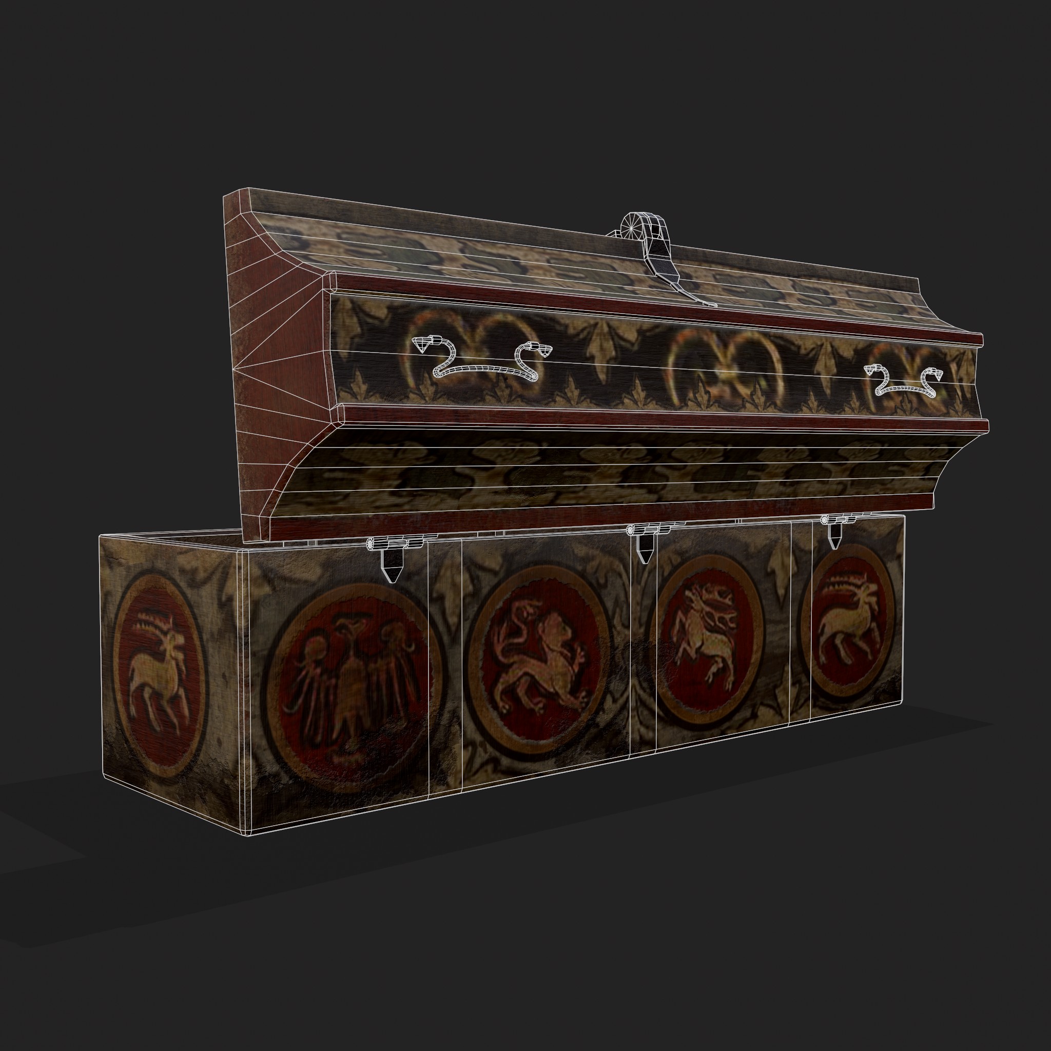 Painted Medieval Long Chest - 3D Model by Get Dead Entertainment