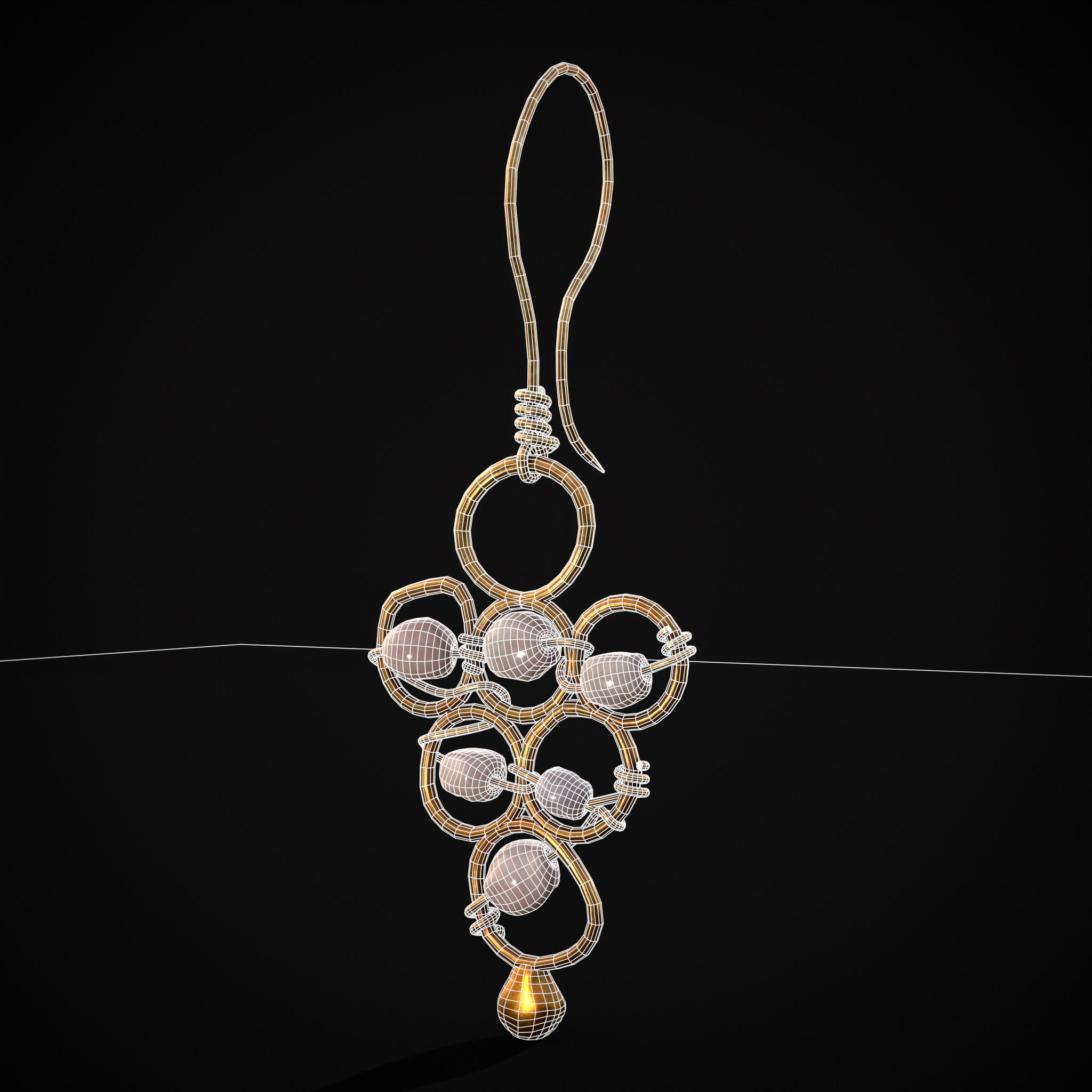 Pearl Loop Drop Earrings - 3D Model by Get Dead Entertainment