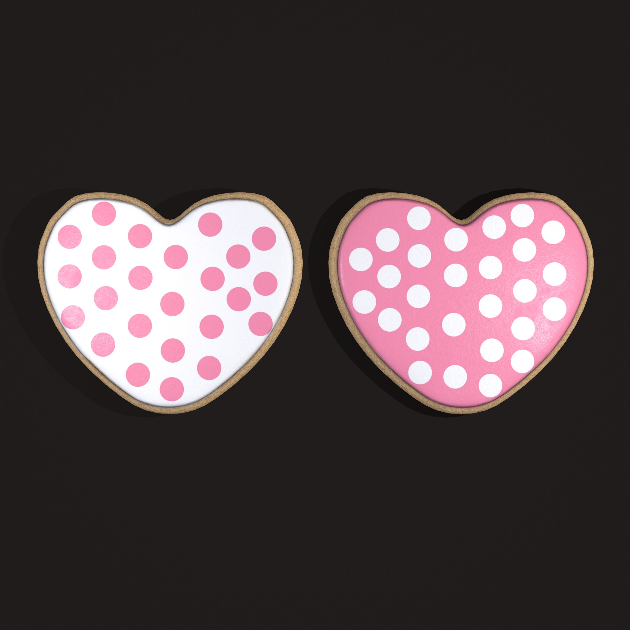 Pink Spotted Heart Cookies - 3D Model by Get Dead Entertainment