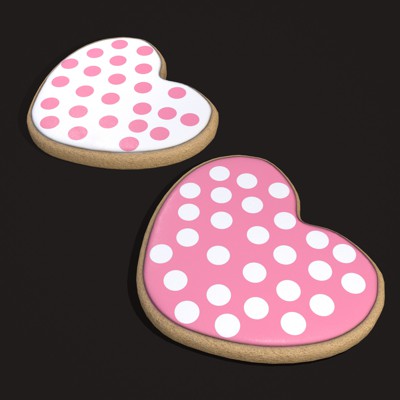 Pink Spotted Heart Cookies - 3D Model by Get Dead Entertainment