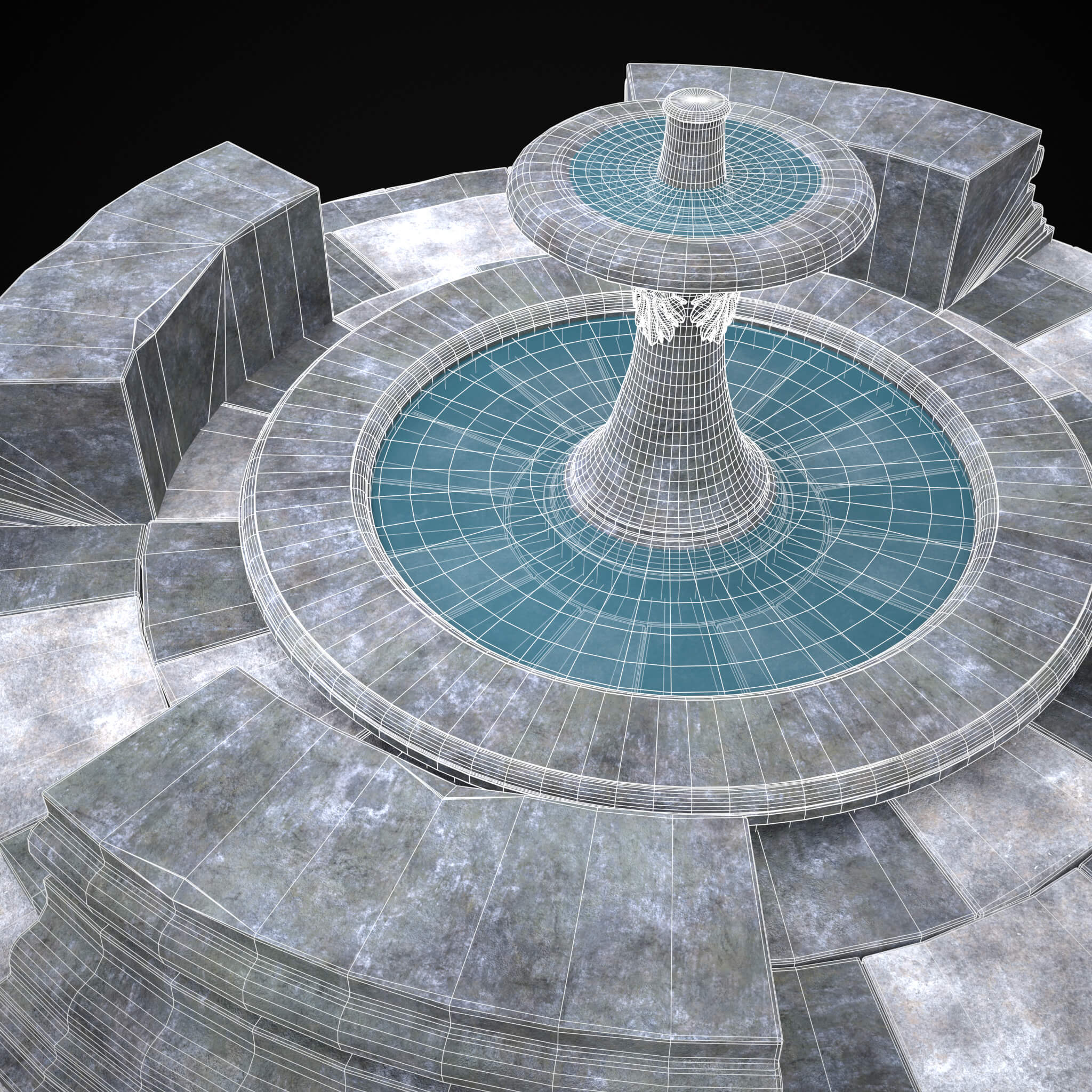 Quad Opening Water Fountain - 3D Model by Get Dead Entertainment