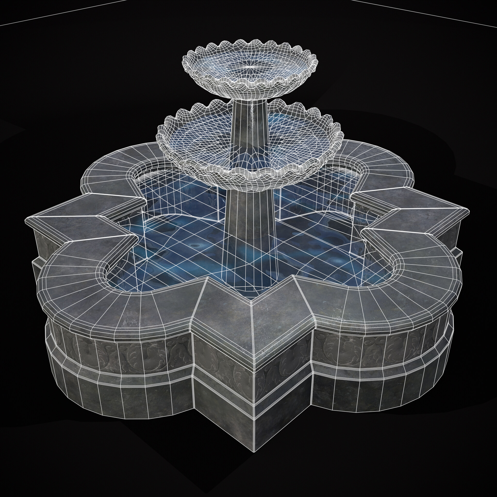 Quatrefoil Multi Level Fountain - 3D Model by Get Dead Entertainment