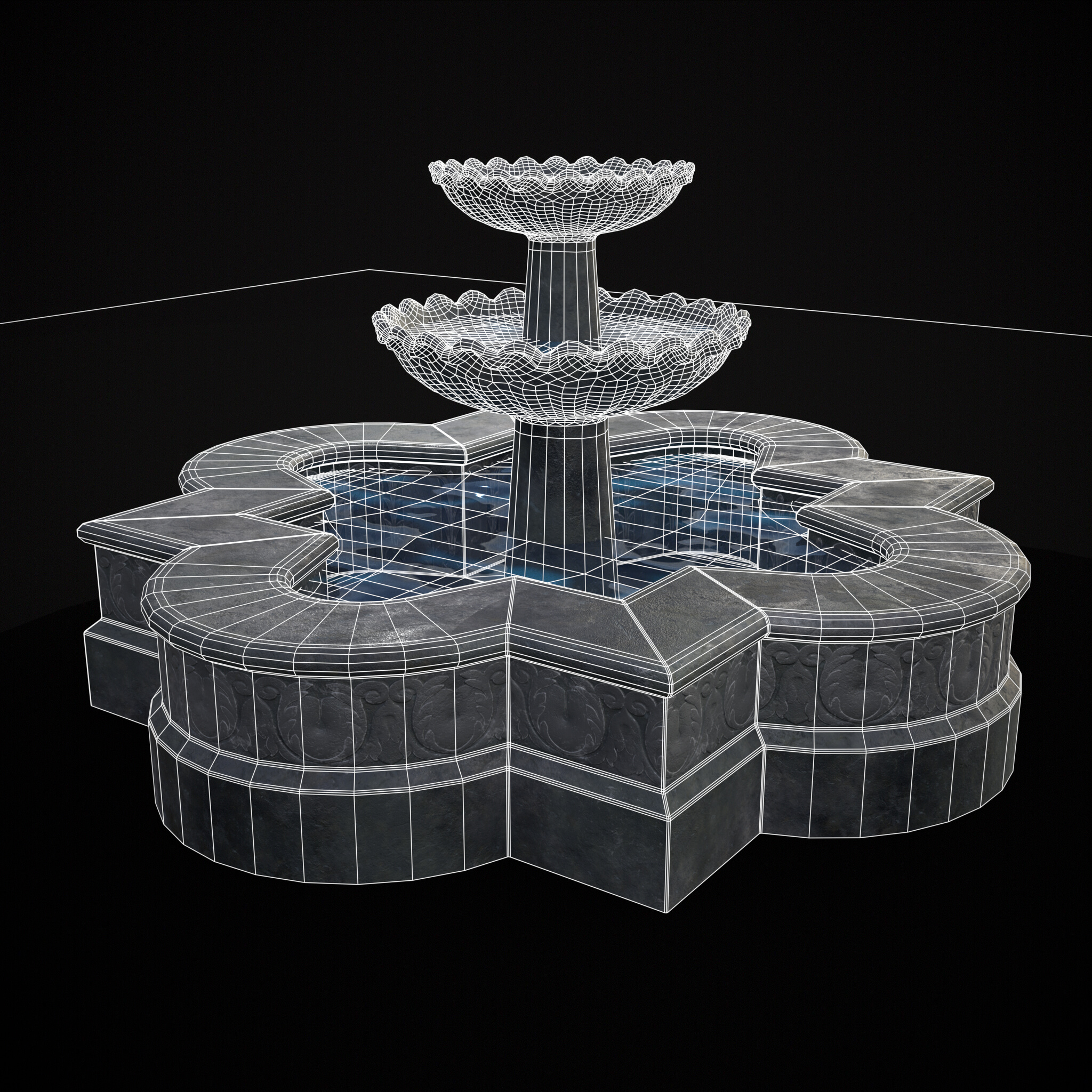 Quatrefoil Multi Level Fountain - 3D Model by Get Dead Entertainment