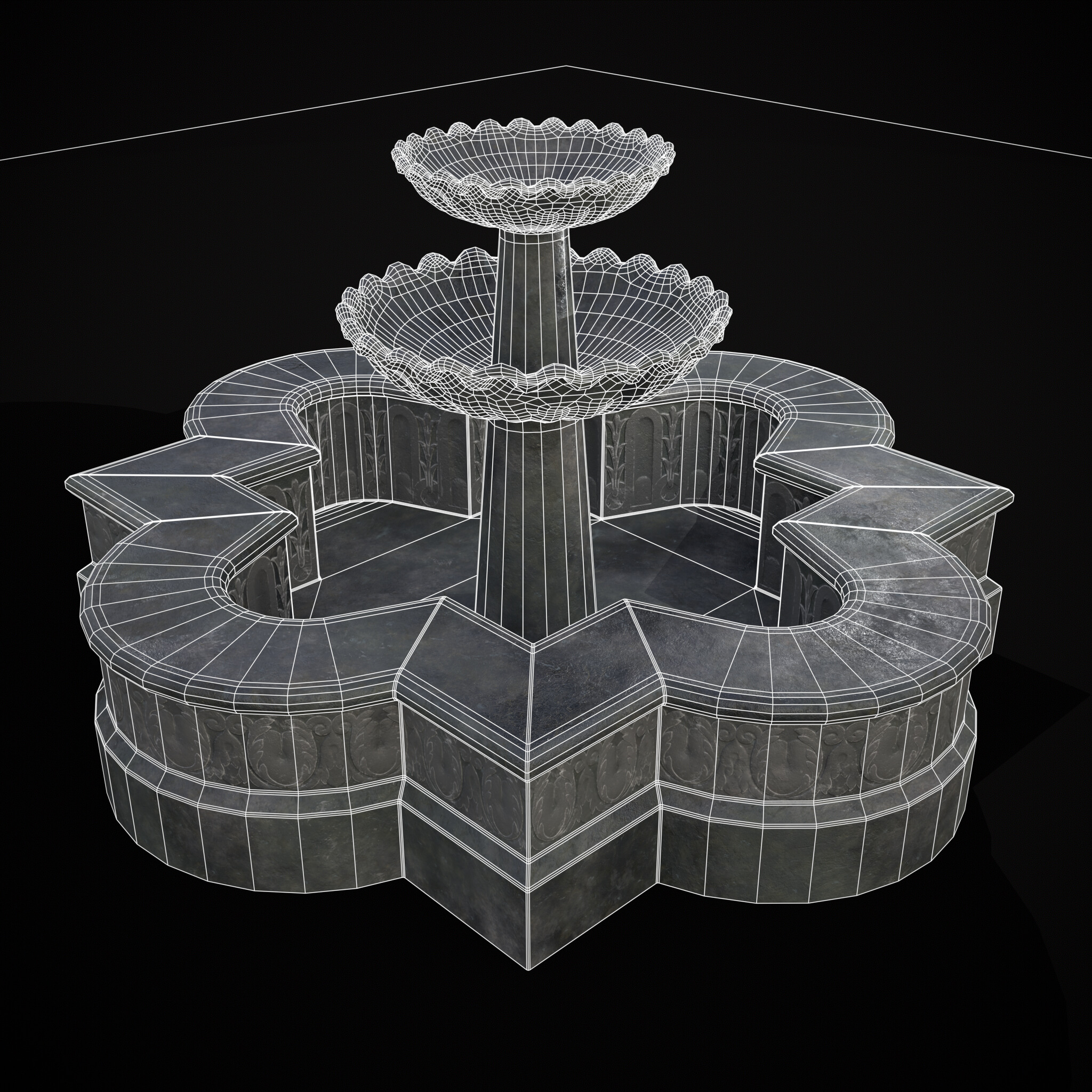 Quatrefoil Multi Level Fountain - 3D Model by Get Dead Entertainment