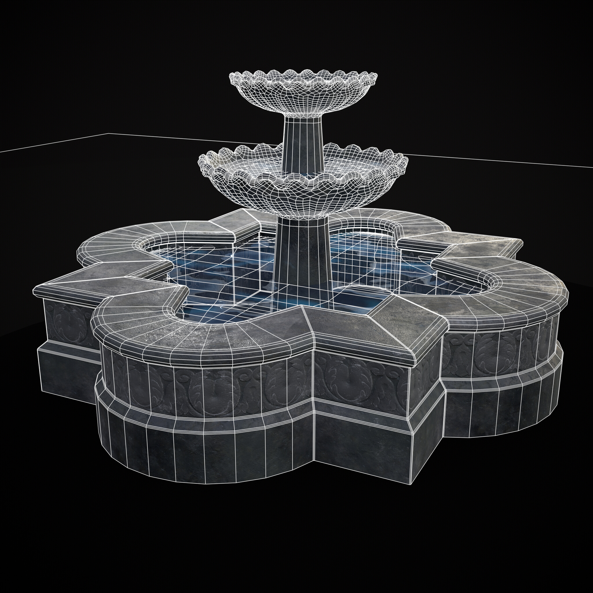 Quatrefoil Multi Level Fountain - 3D Model by Get Dead Entertainment