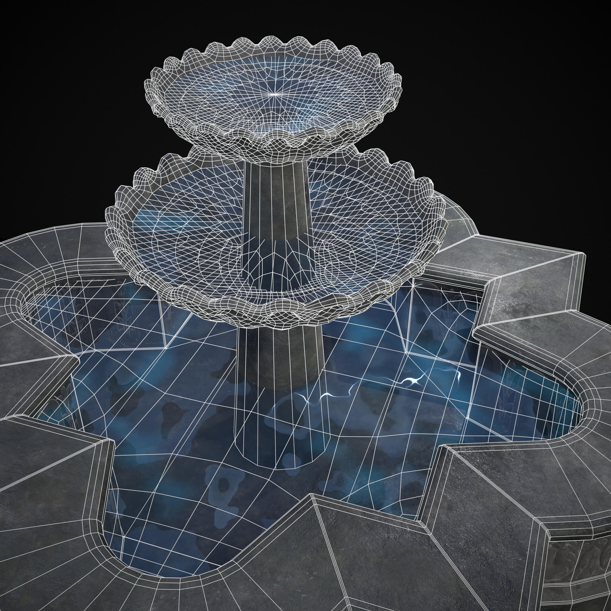 Quatrefoil Multi Level Fountain - 3D Model by Get Dead Entertainment