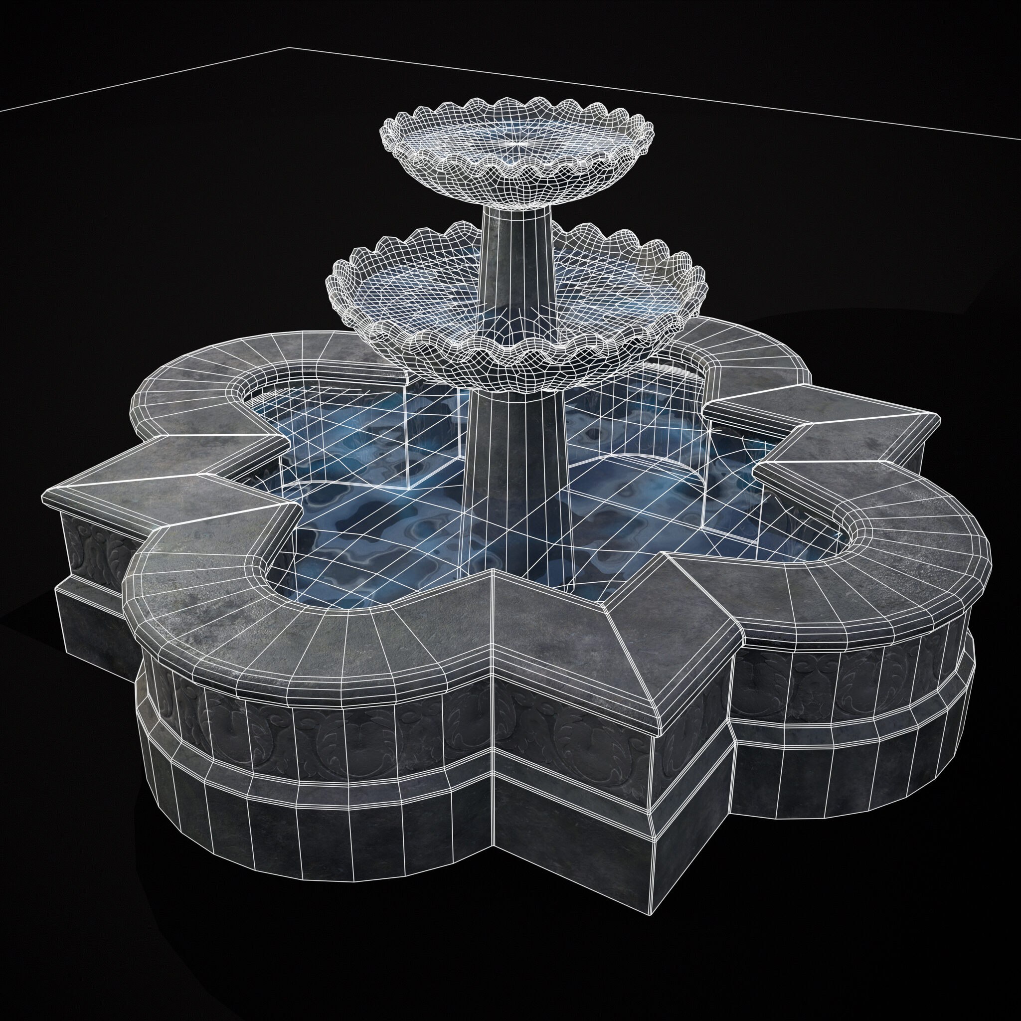 Quatrefoil Multi Level Fountain - 3D Model by Get Dead Entertainment