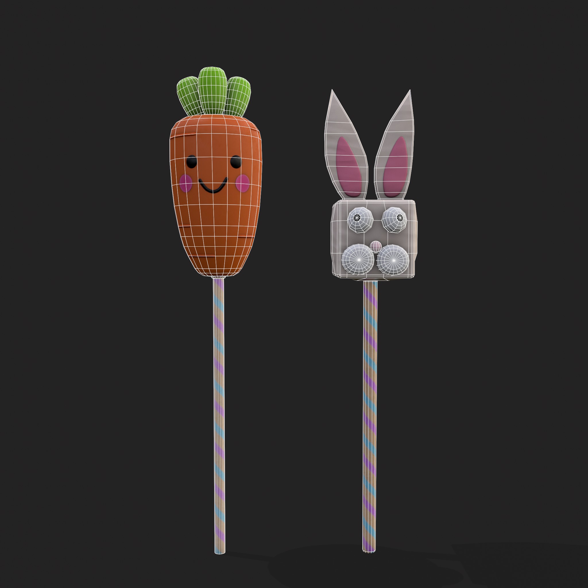 Rabbit and Carrot Cake Pops - 3D Model by Get Dead Entertainment