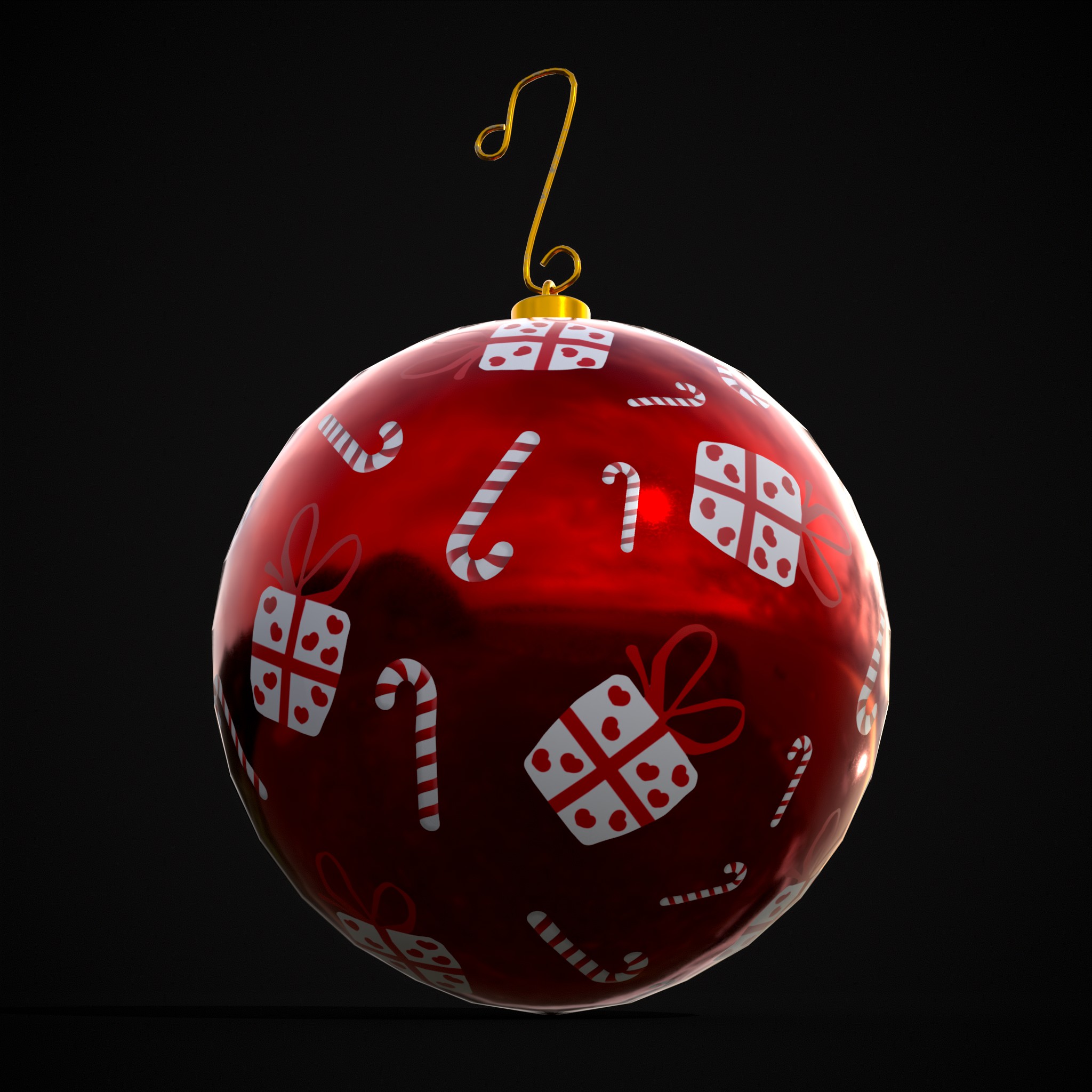 Red and White Decorated Christmas Bulb - 3D Model by Get Dead Entertainment