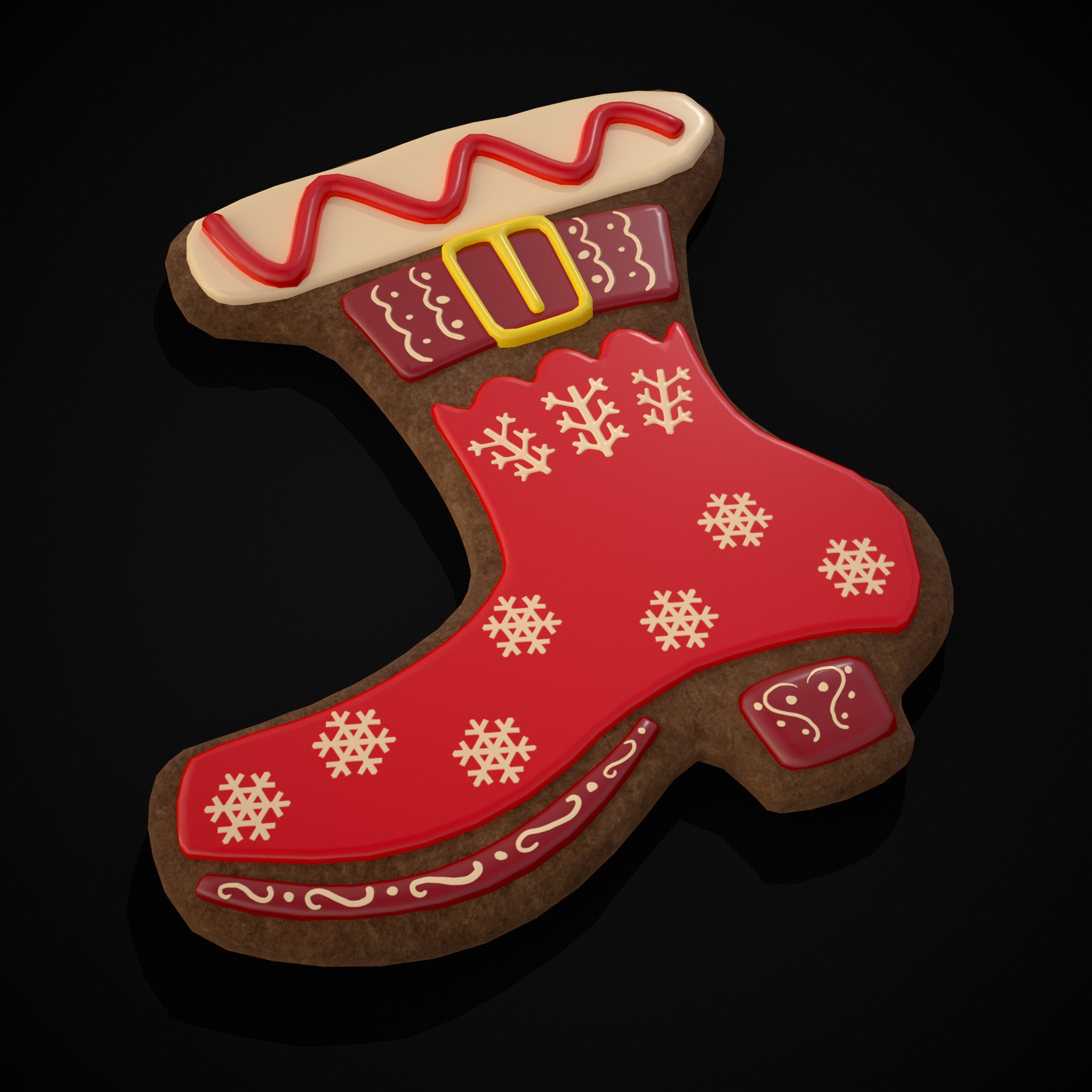 Red and White Decorated Gingerbread Boot - 3D Model by Get Dead ...