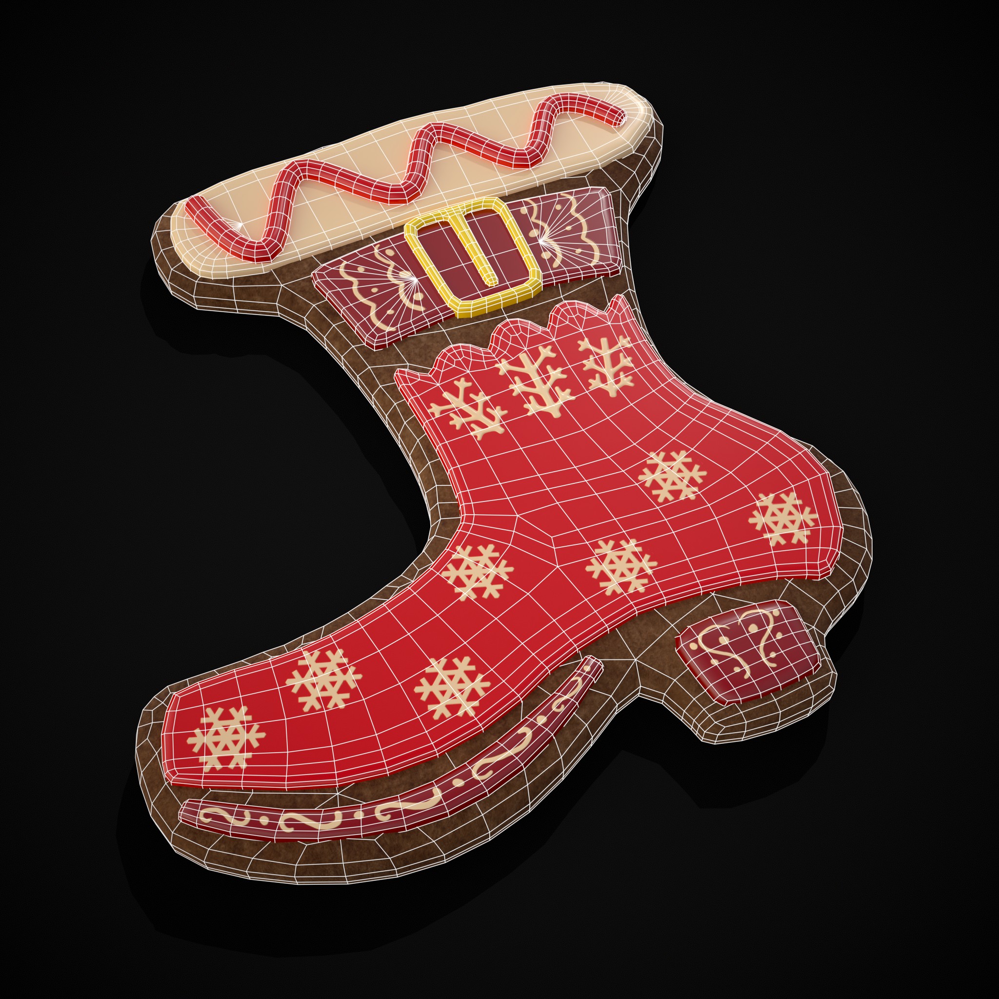Red and White Decorated Gingerbread Boot - 3D Model by Get Dead ...