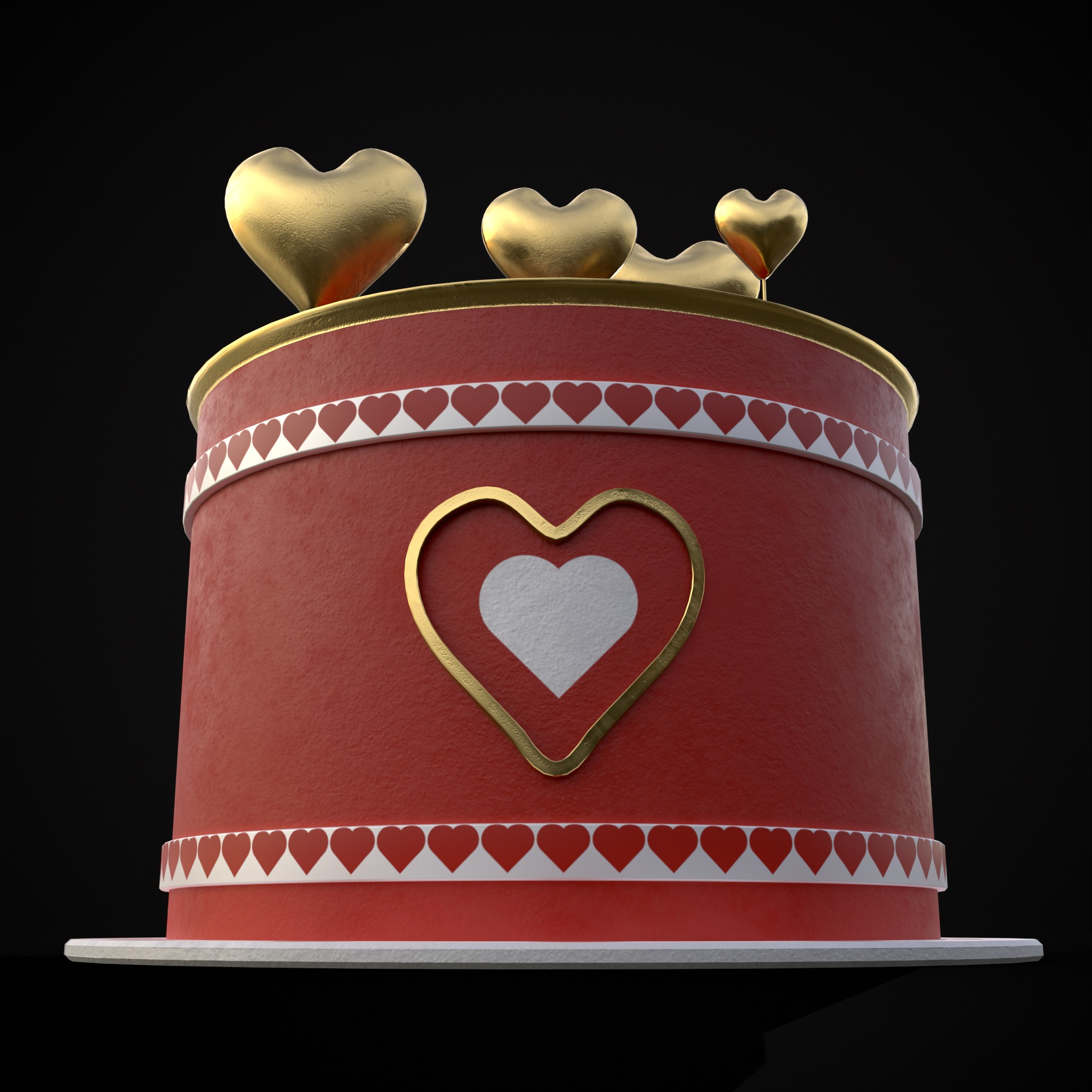 Red and White Heart Balloon Cake - 3D Model by Get Dead Entertainment