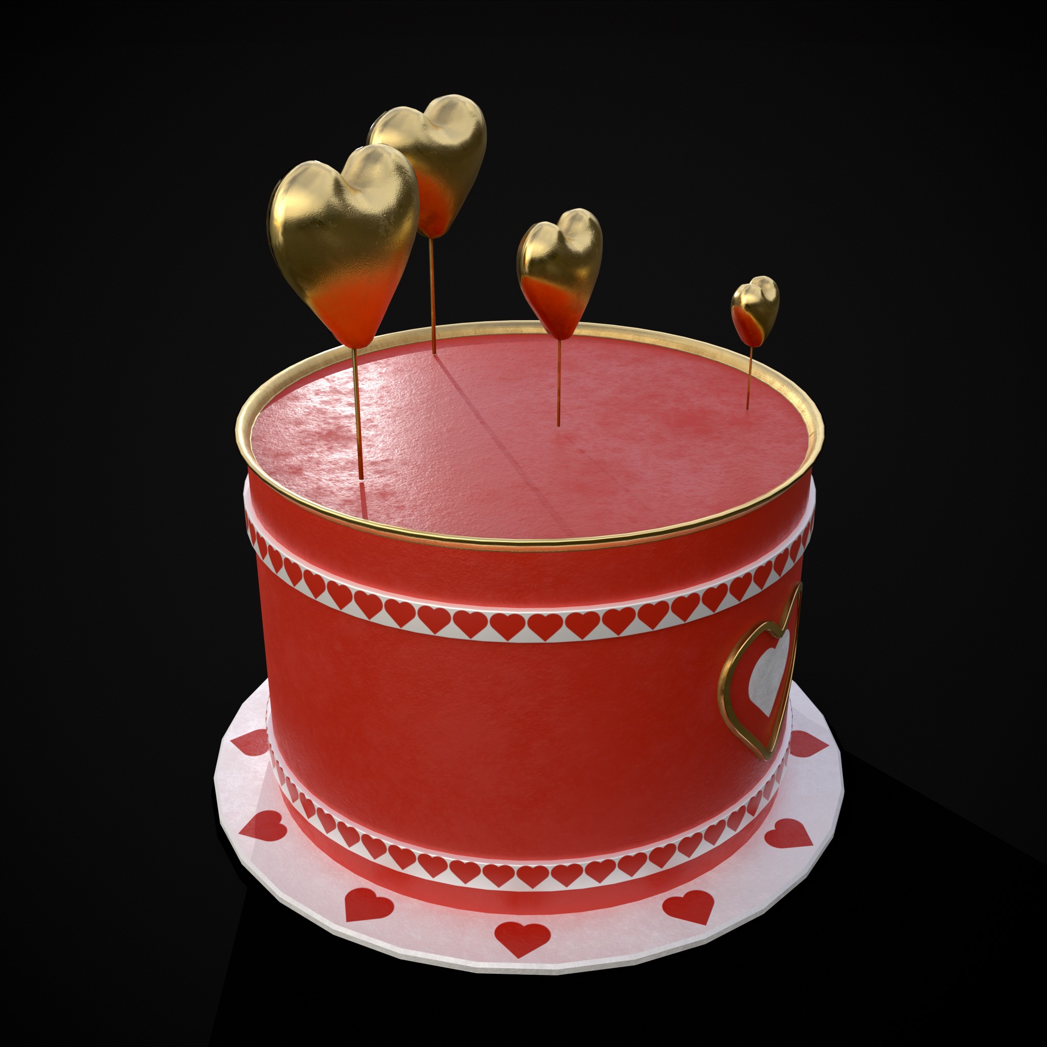 Red and White Heart Balloon Cake - 3D Model by Get Dead Entertainment