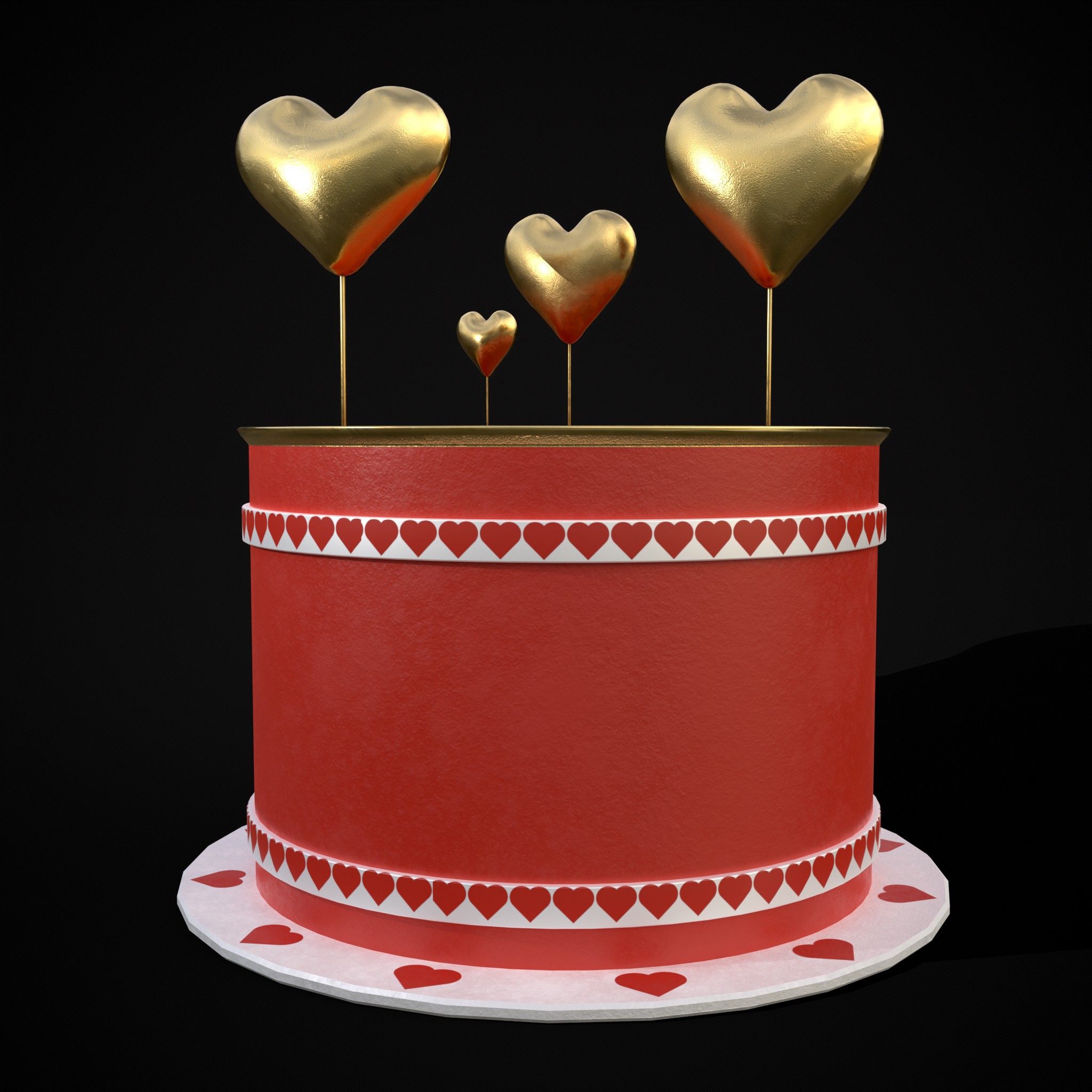 Red and White Heart Balloon Cake - 3D Model by Get Dead Entertainment