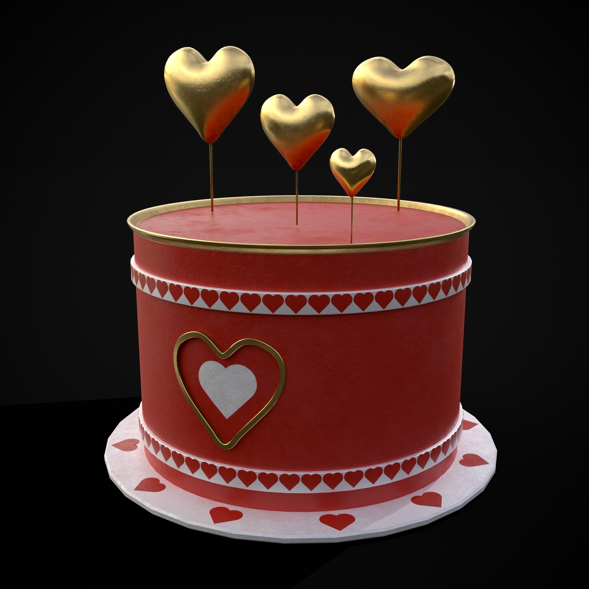 Red and White Heart Balloon Cake - 3D Model by Get Dead Entertainment