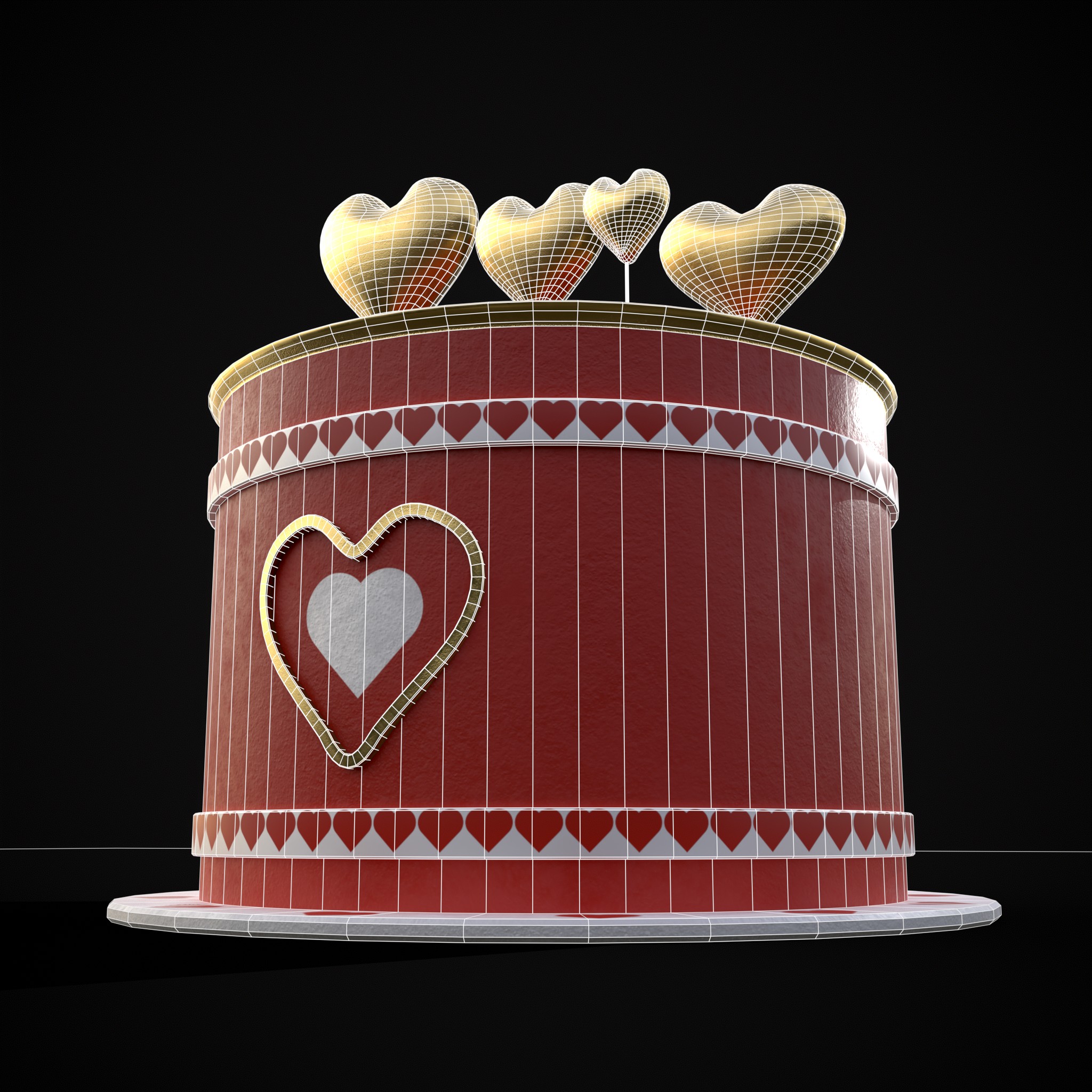 Red and White Heart Balloon Cake - 3D Model by Get Dead Entertainment