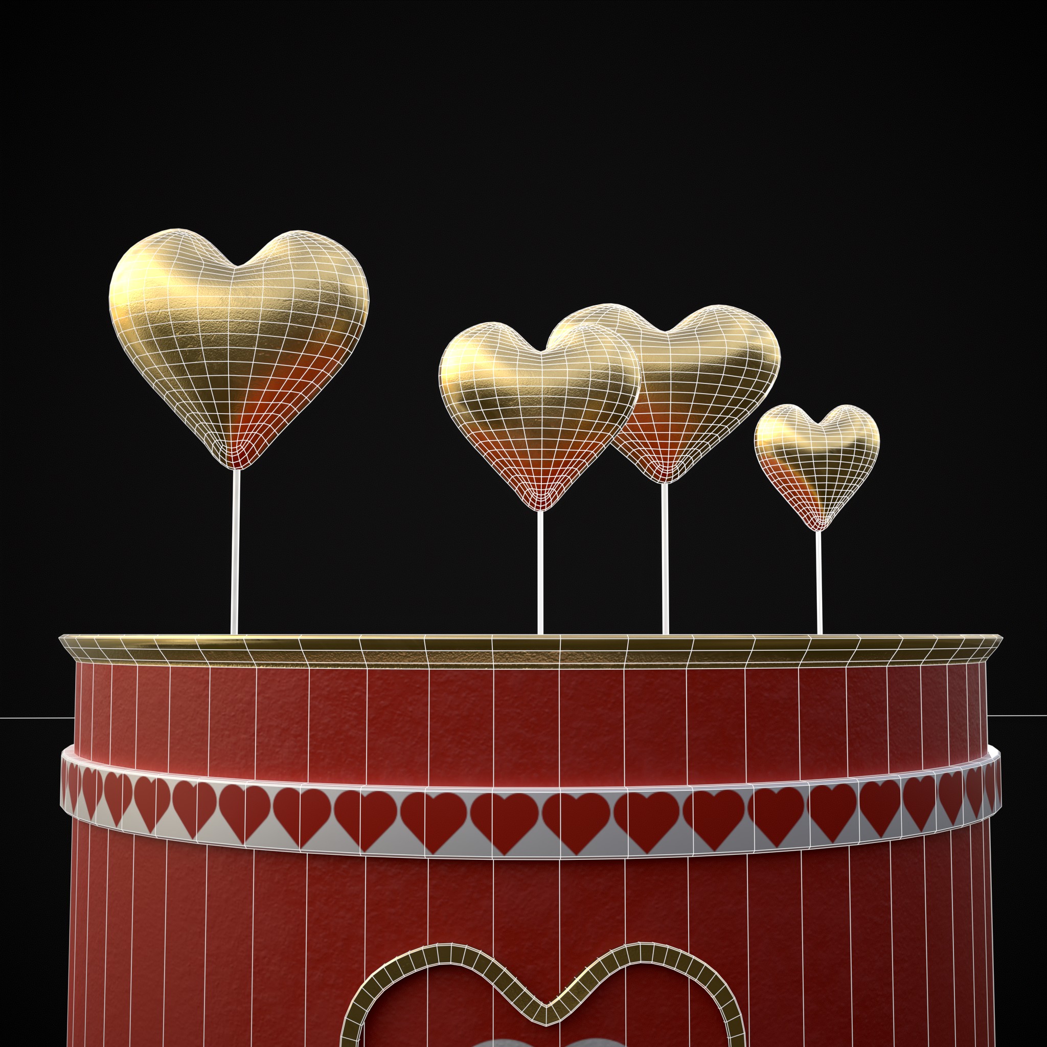 Red and White Heart Balloon Cake - 3D Model by Get Dead Entertainment