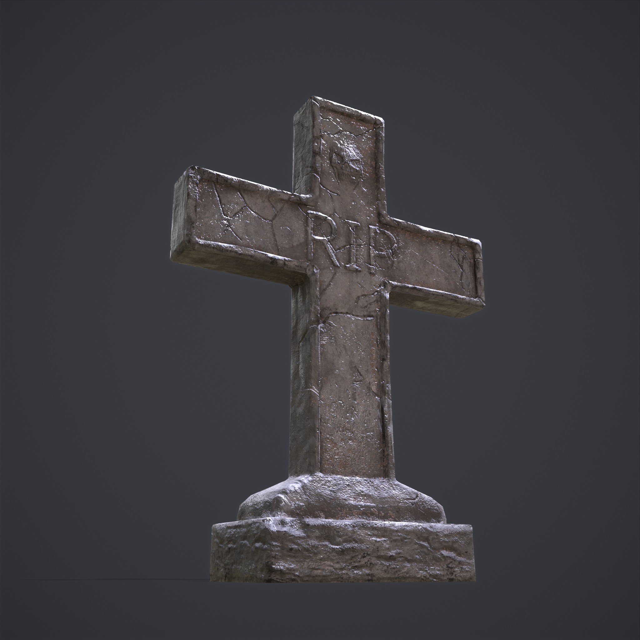 RIP Cross Gravestone - 3D Model by Get Dead Entertainment