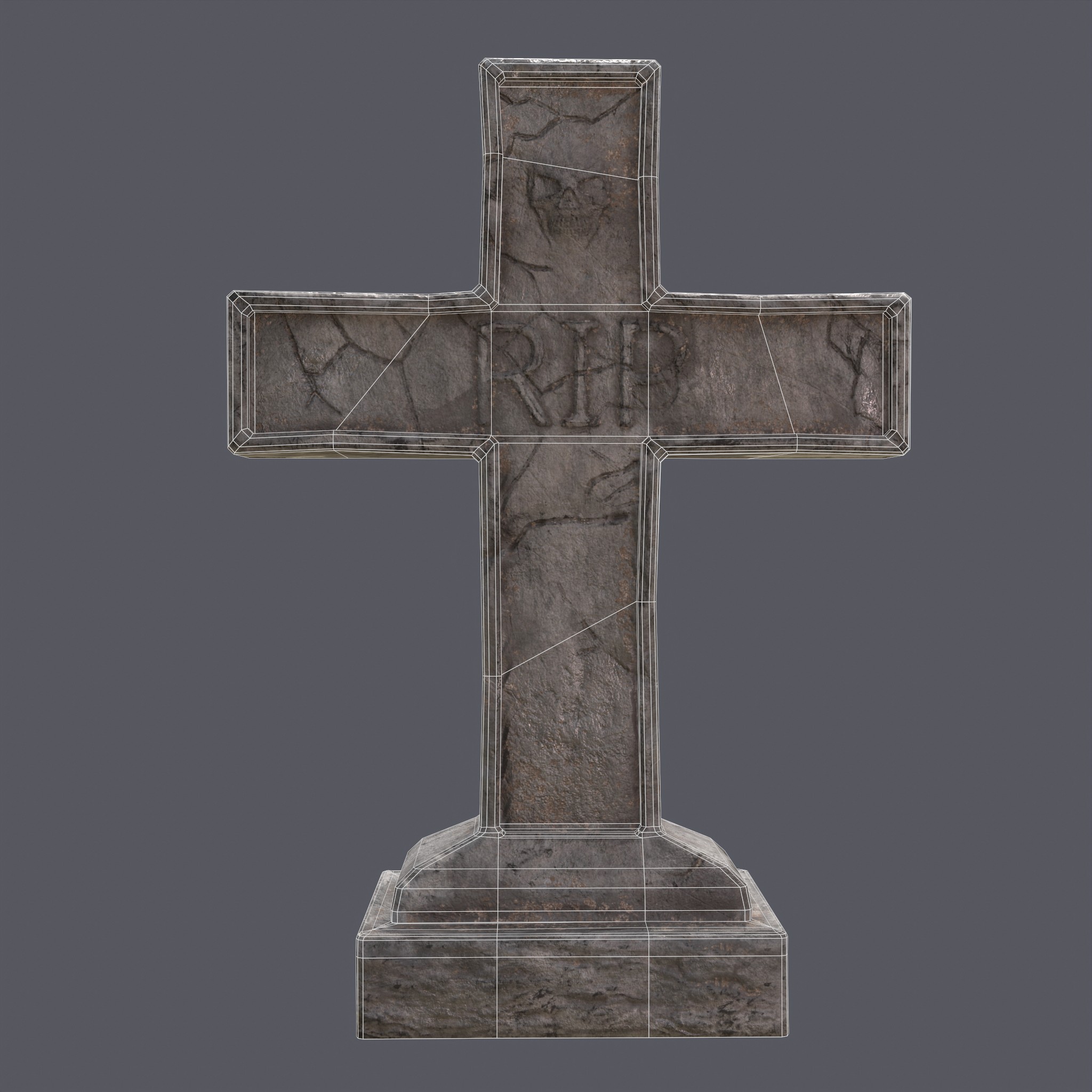 RIP Cross Gravestone - 3D Model by Get Dead Entertainment