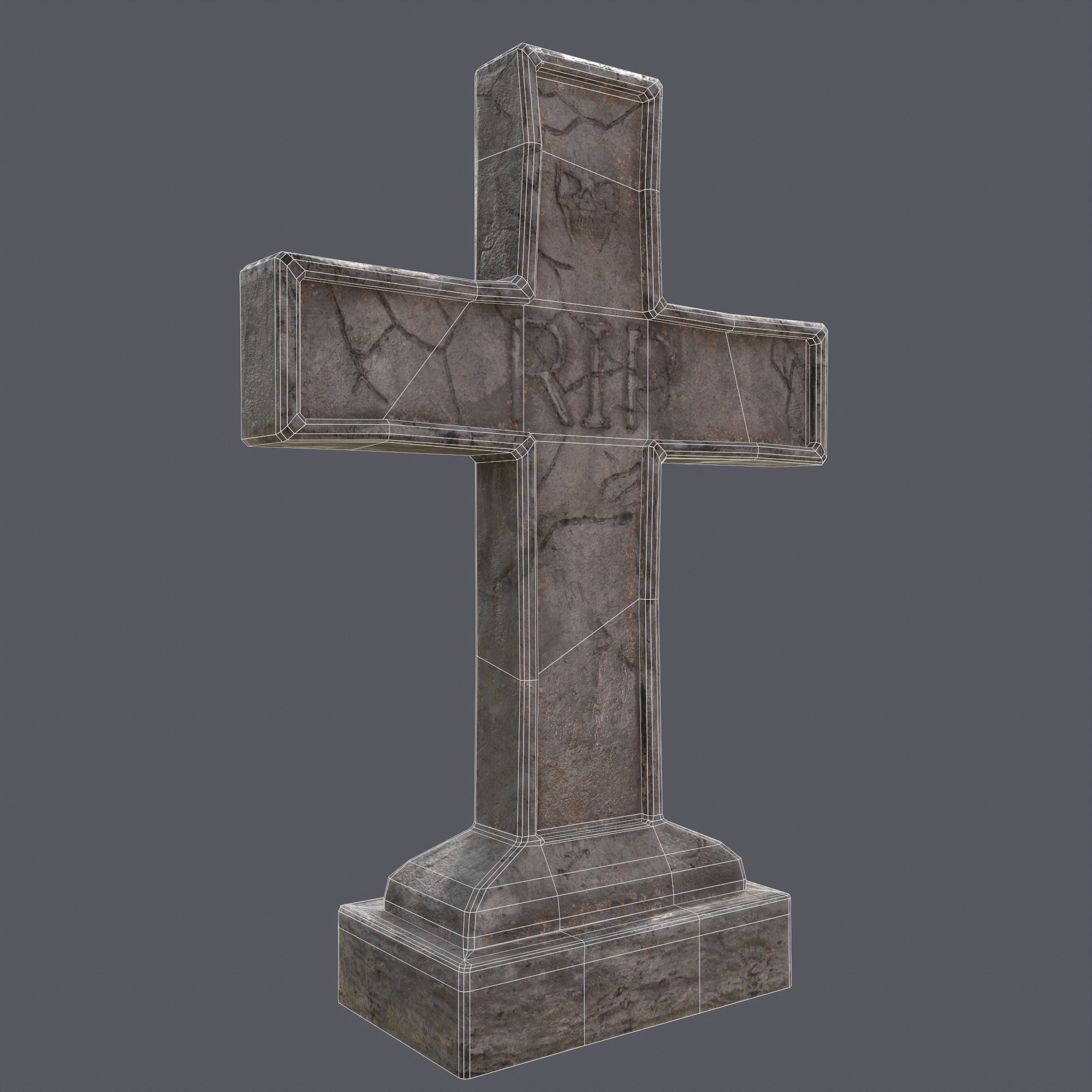 RIP Cross Gravestone - 3D Model by Get Dead Entertainment