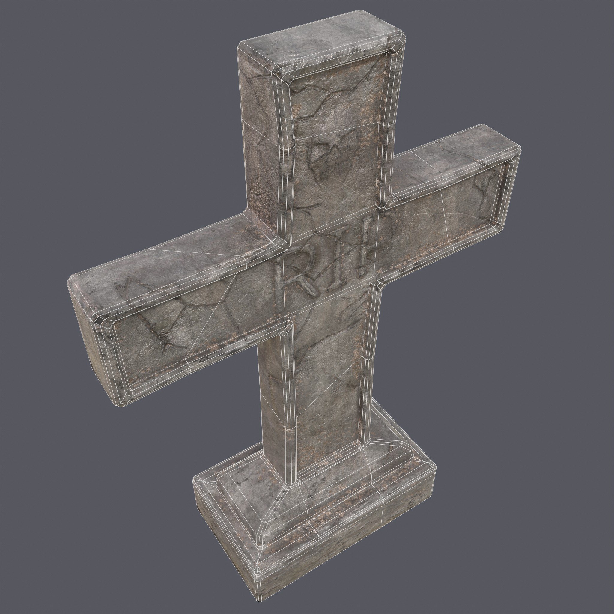 RIP Cross Gravestone - 3D Model by Get Dead Entertainment