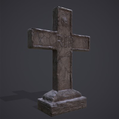 RIP Cross Gravestone - 3D Model by Get Dead Entertainment
