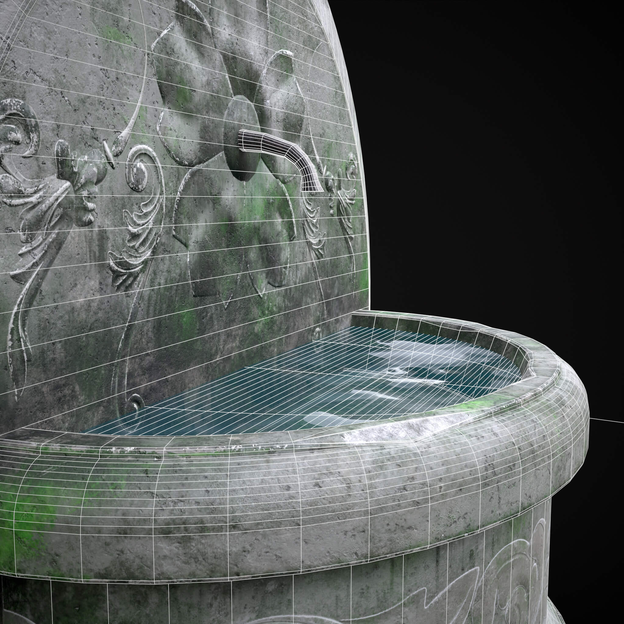 Round Floral Wall Fountain - 3D Model by Get Dead Entertainment