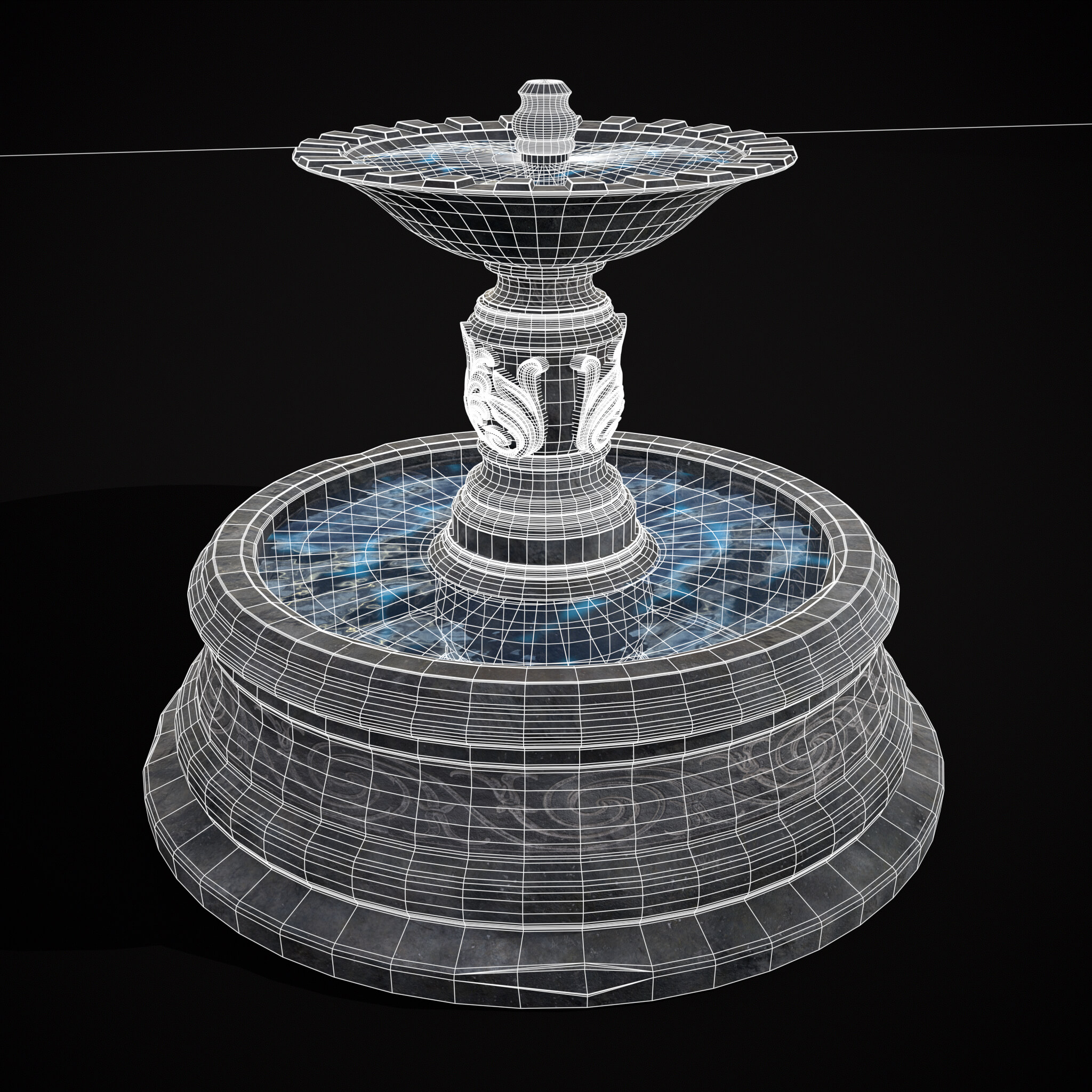 Round Ornamented Water Fountain - 3D Model by Get Dead Entertainment