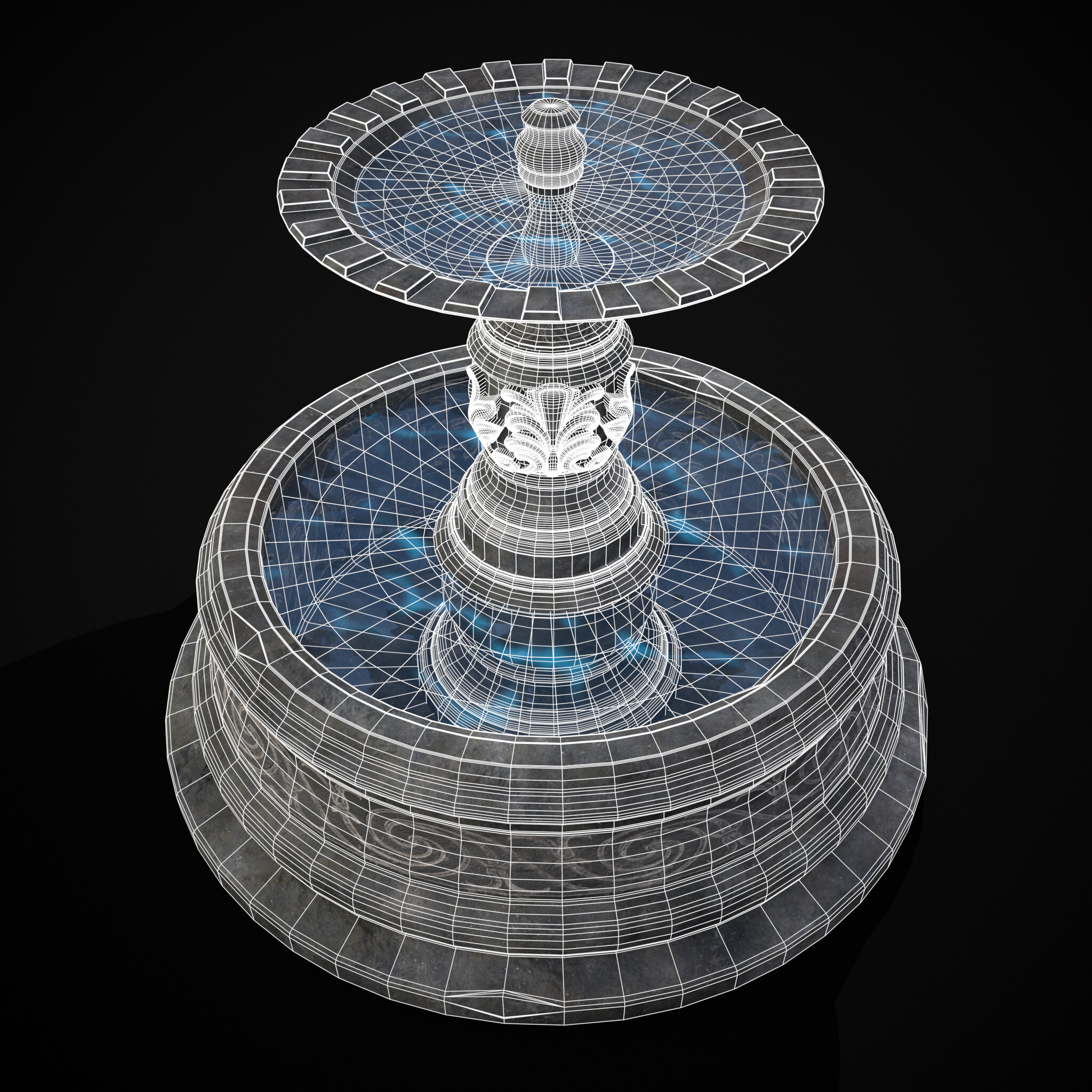 Round Ornamented Water Fountain - 3D Model by Get Dead Entertainment