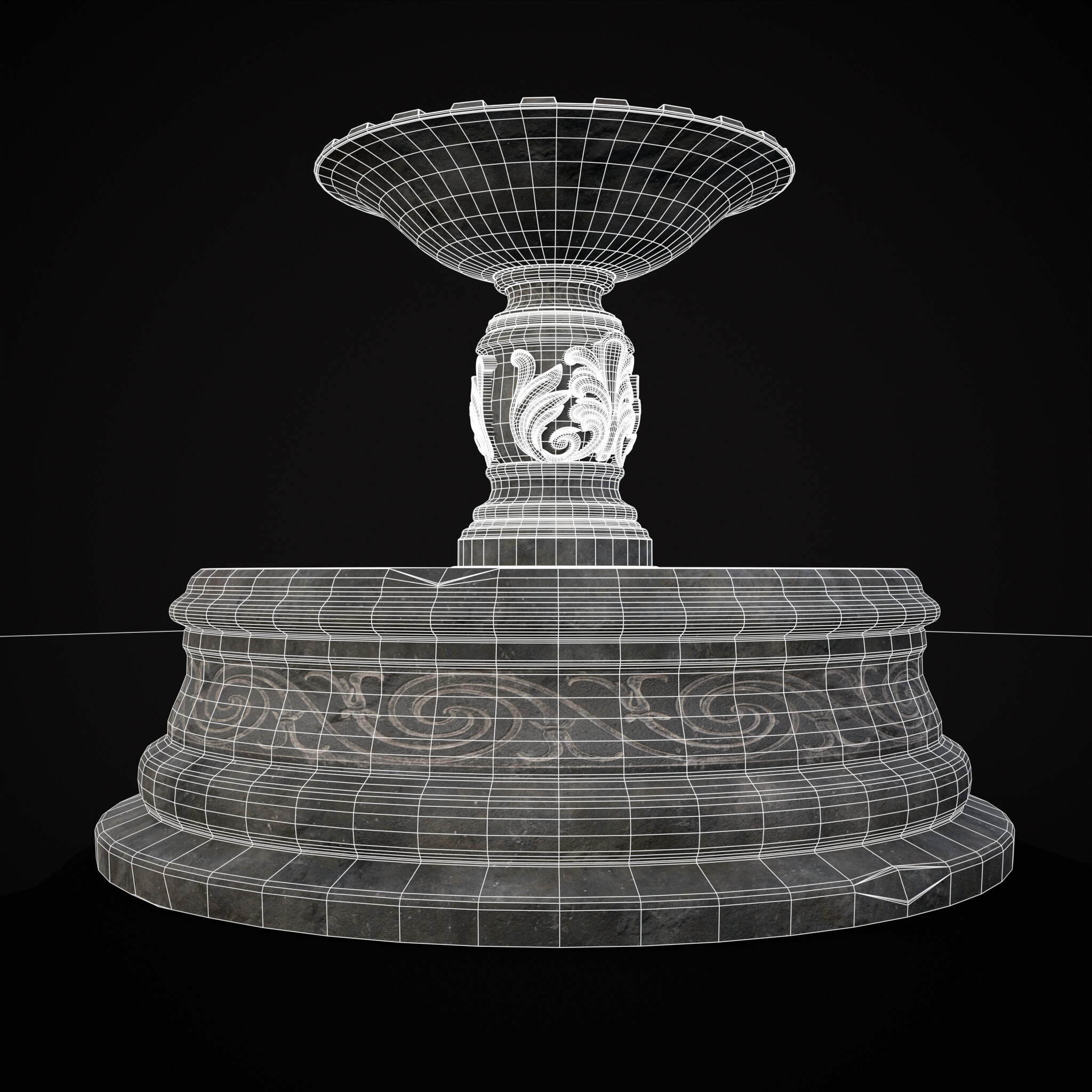 Round Ornamented Water Fountain - 3D Model by Get Dead Entertainment