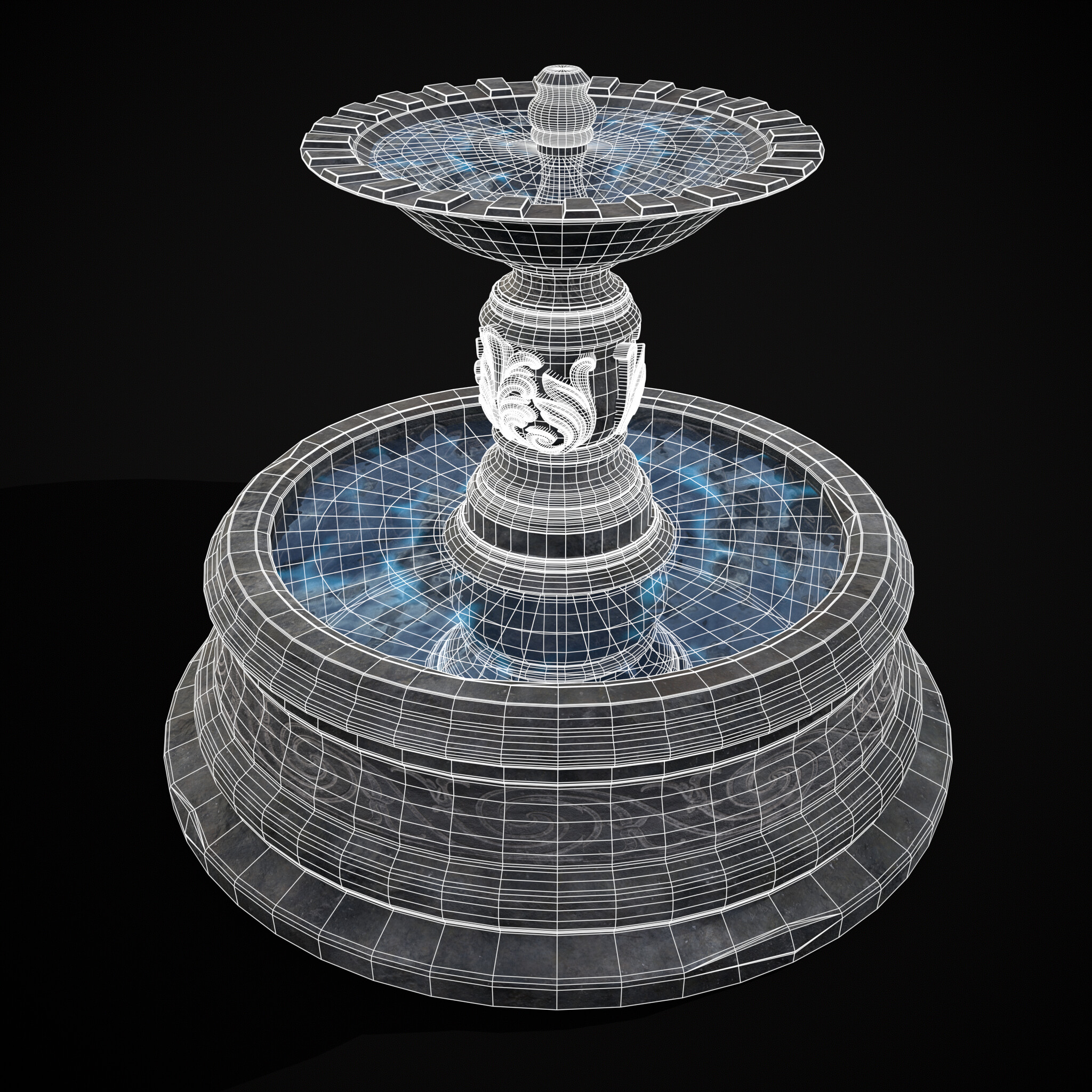 Round Ornamented Water Fountain - 3D Model by Get Dead Entertainment
